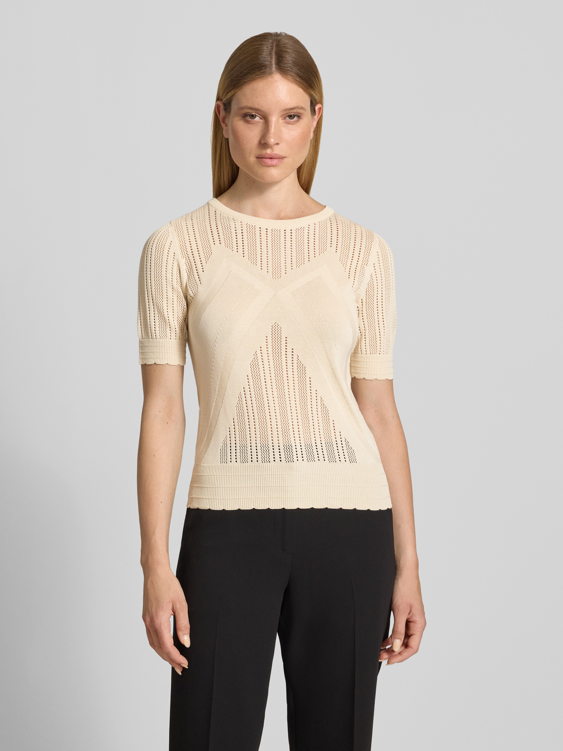 Jake*s Collection regular fit T-shirt in brei-look in ecru online kopen ...