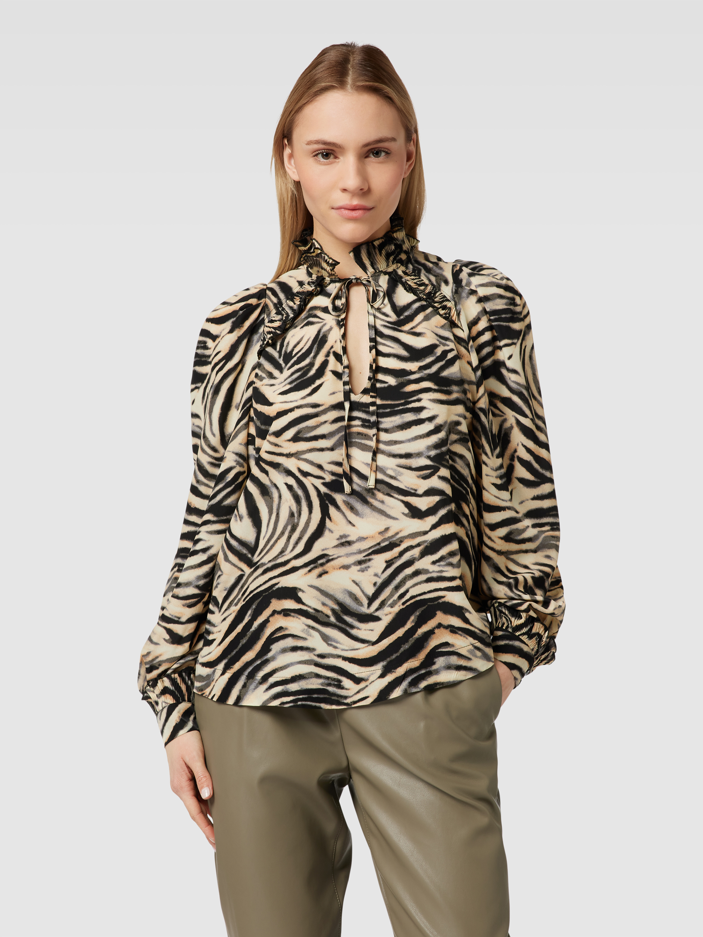 Copenhagen Muse Bluse mit Animal-Print Modell 'FRILL-SHIRT' (hellbraun ...