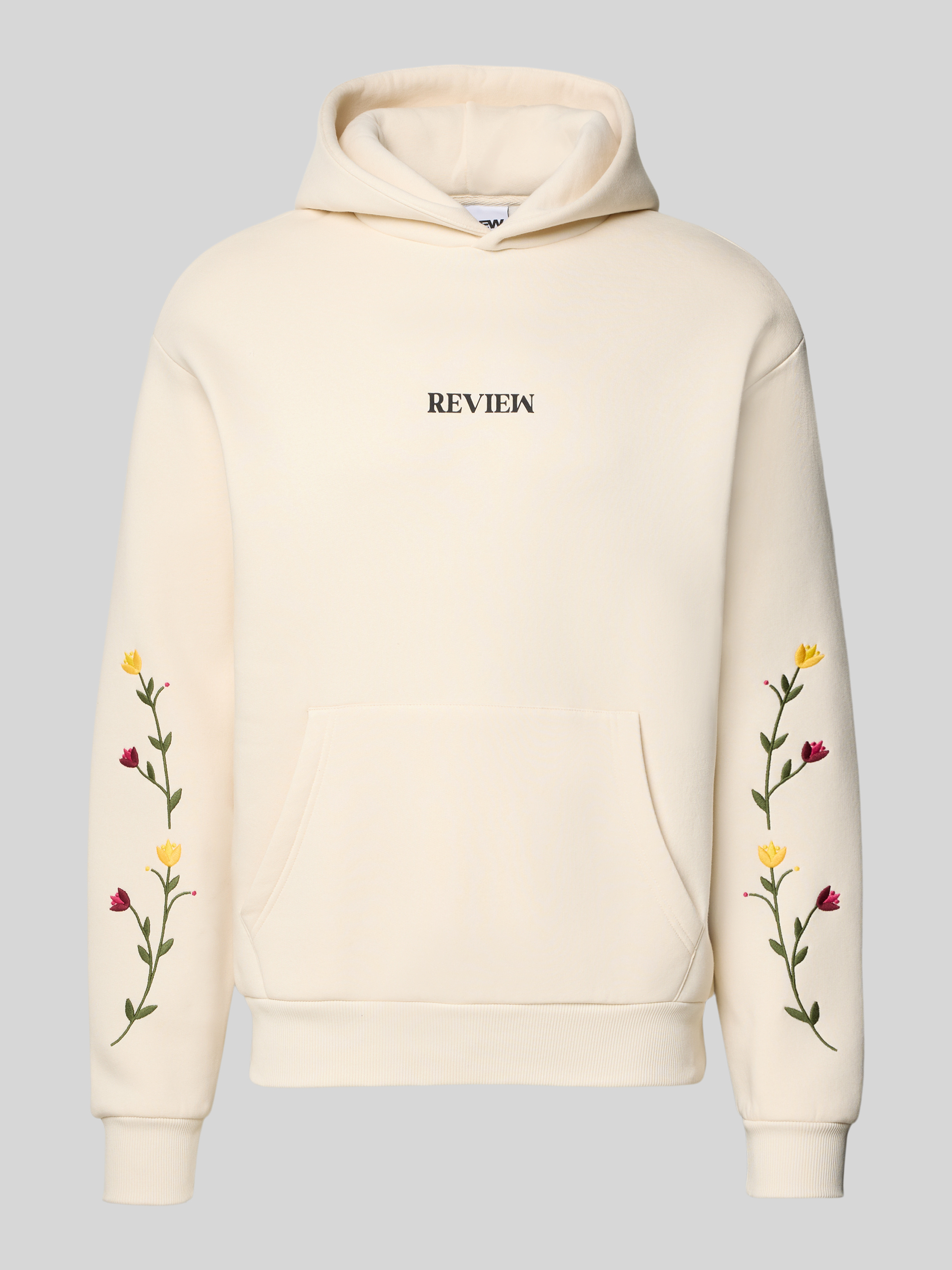 REVIEW Regular Fit Hoodie mit Logo-Stitching (ecru) online kaufen
