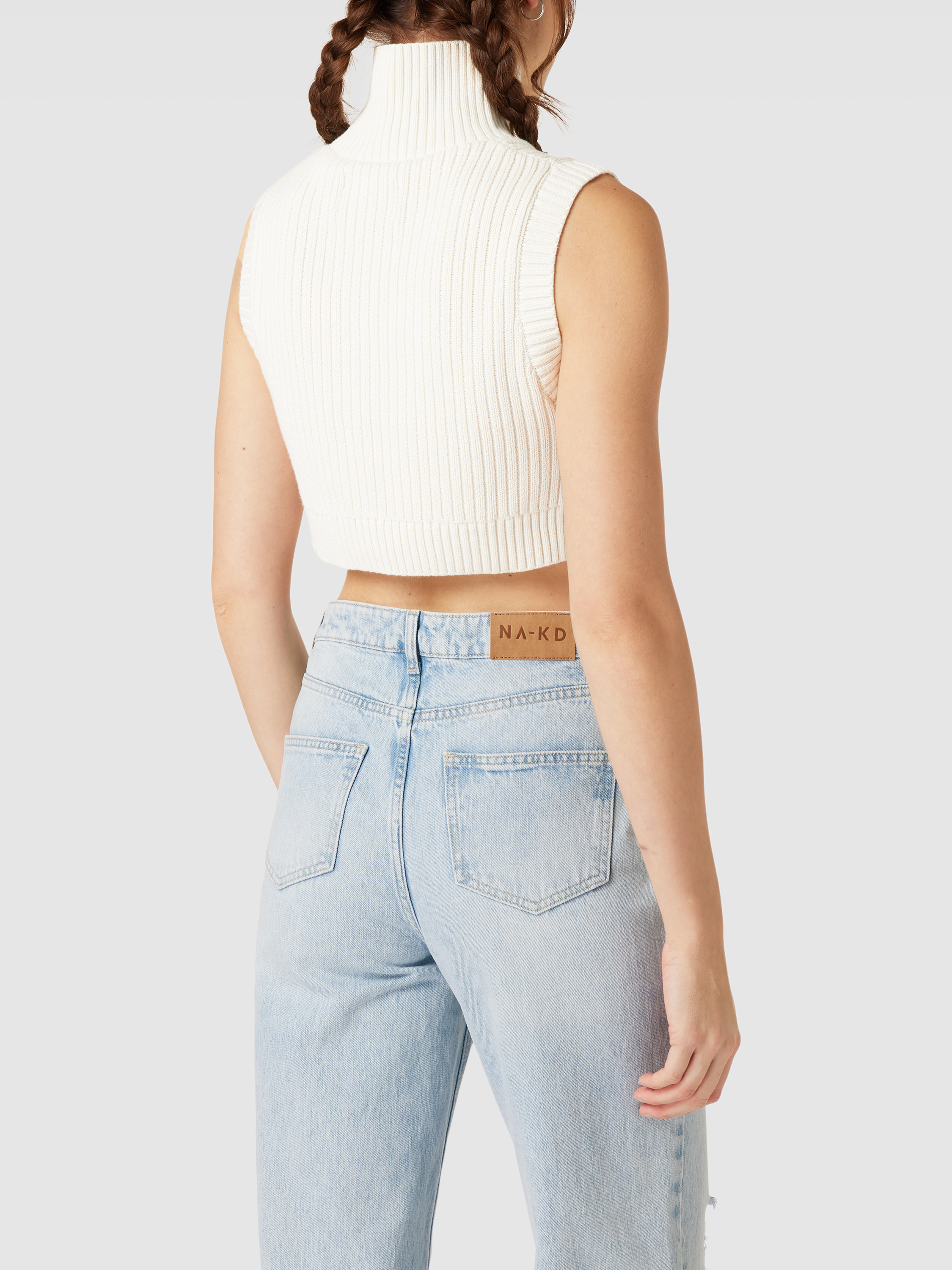 Calvin Klein Jeans Crop Top in Strick-Optik (offwhite) online kaufen