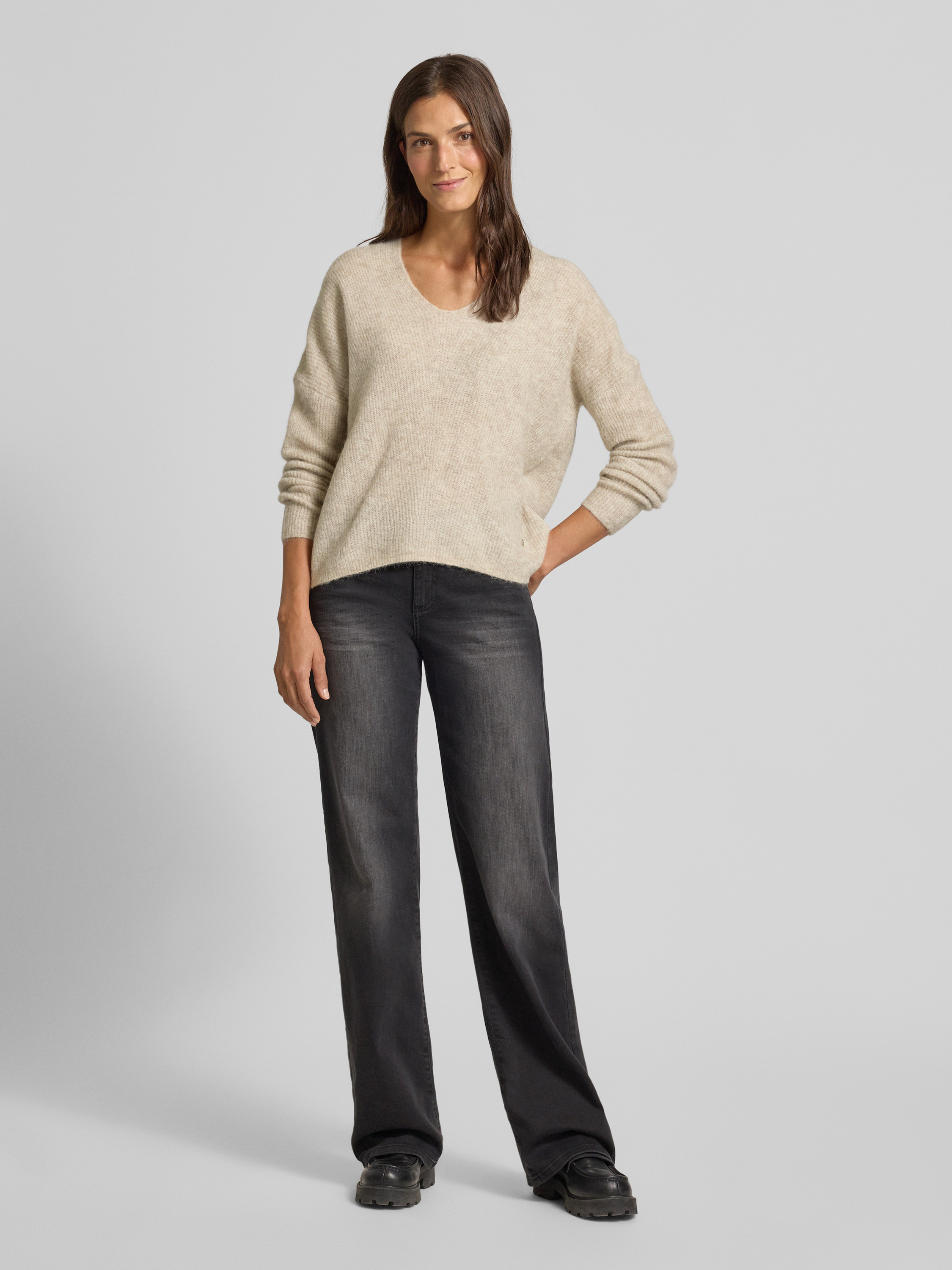 MOS MOSH Oversized Strickpullover aus Woll-Alpaka-Mix Modell 'THORA' (beige) online kaufen