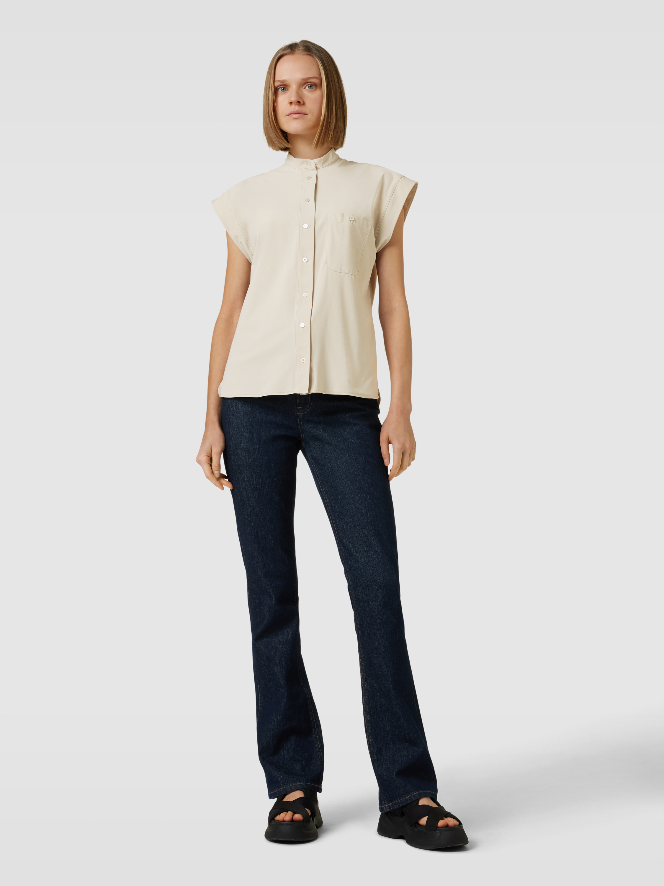 D´Etoiles Casiope Bluse mit Stehkragen Modell 'Endless' (stein) online kaufen