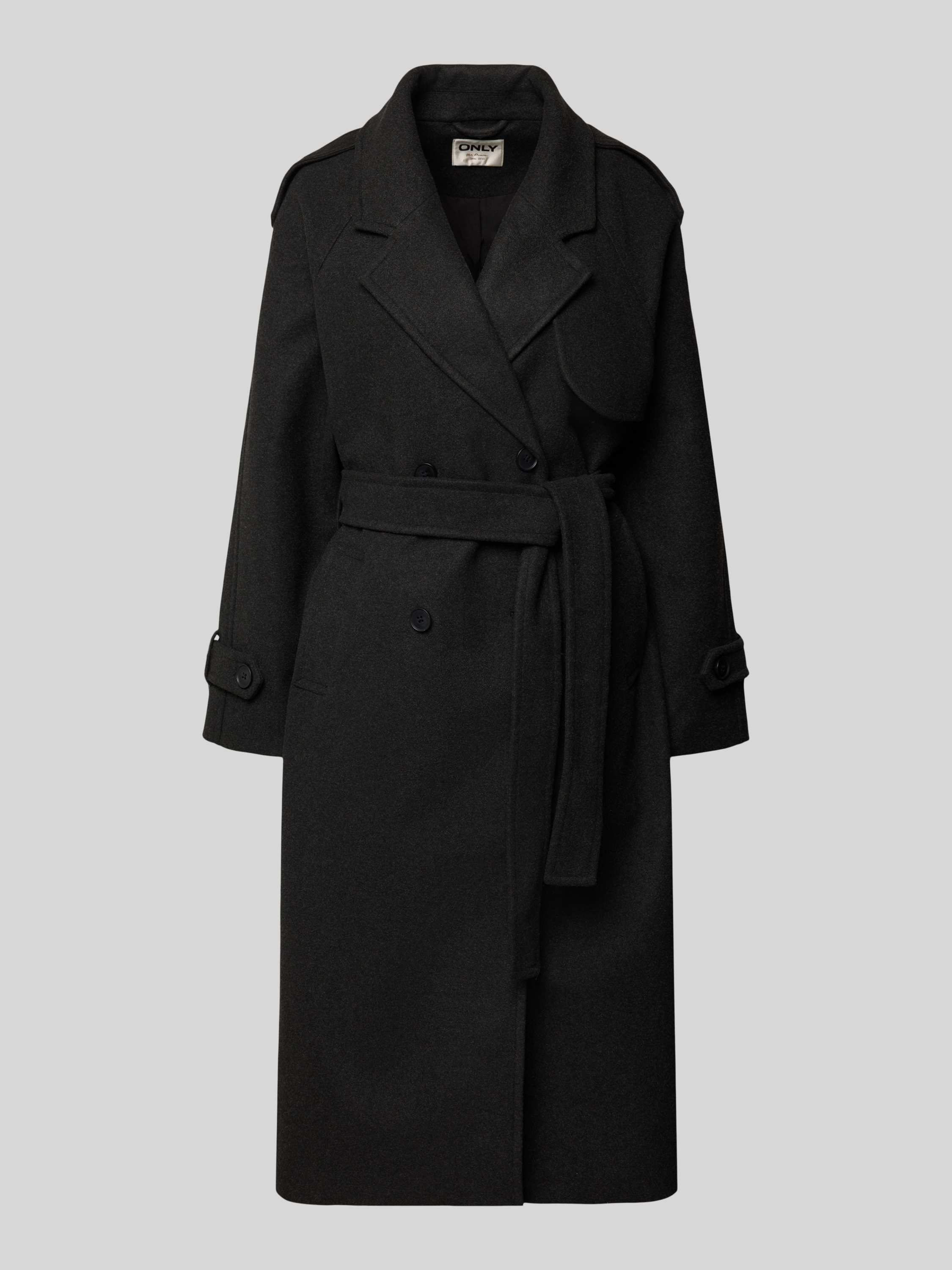 Kup online Only Płaszcz o kroju regular fit z kołnierzem z połami model ...