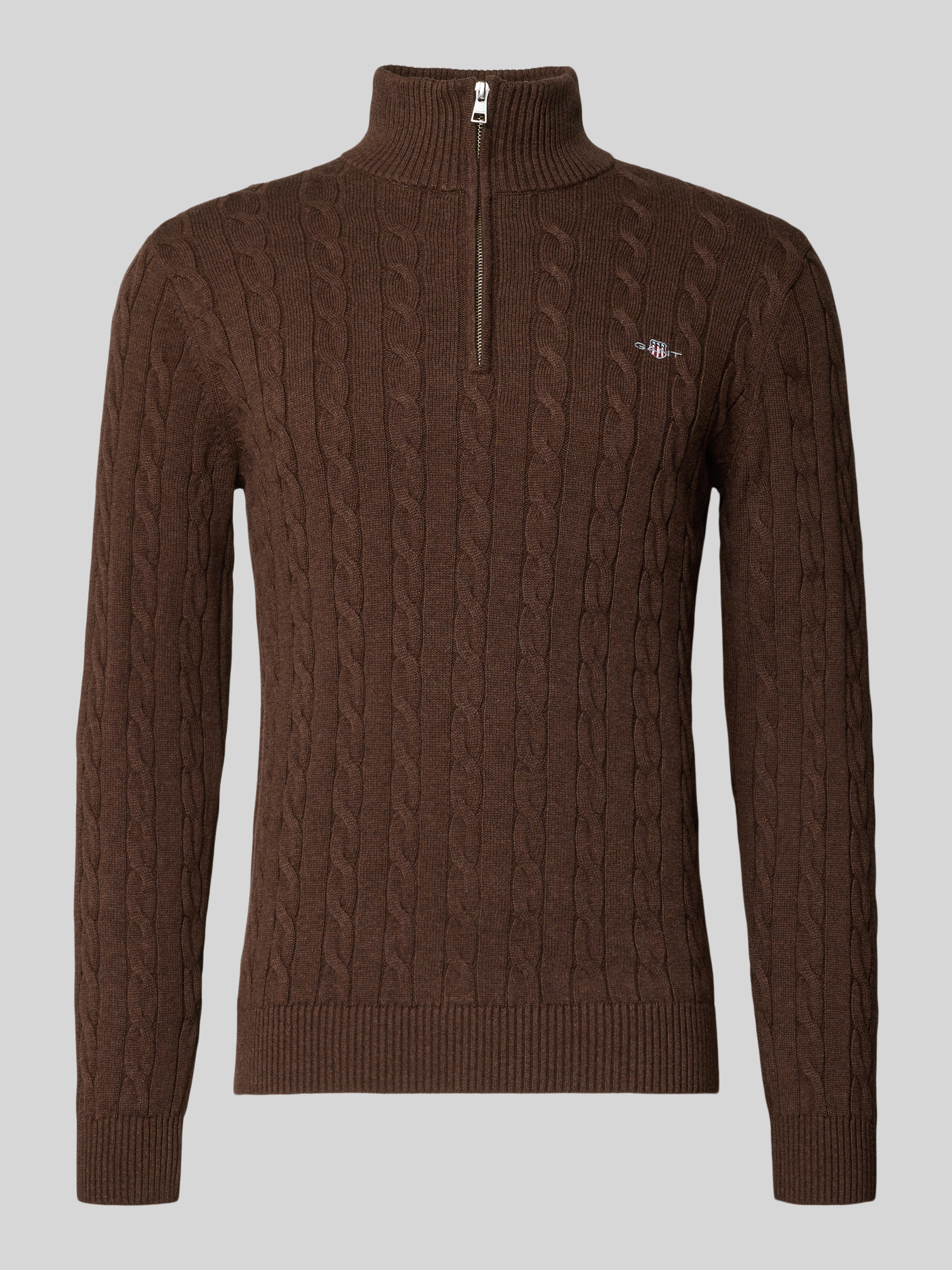 Gant Slim Fit Troyer mit gerippten Abschlüssen (schoko) online kaufen