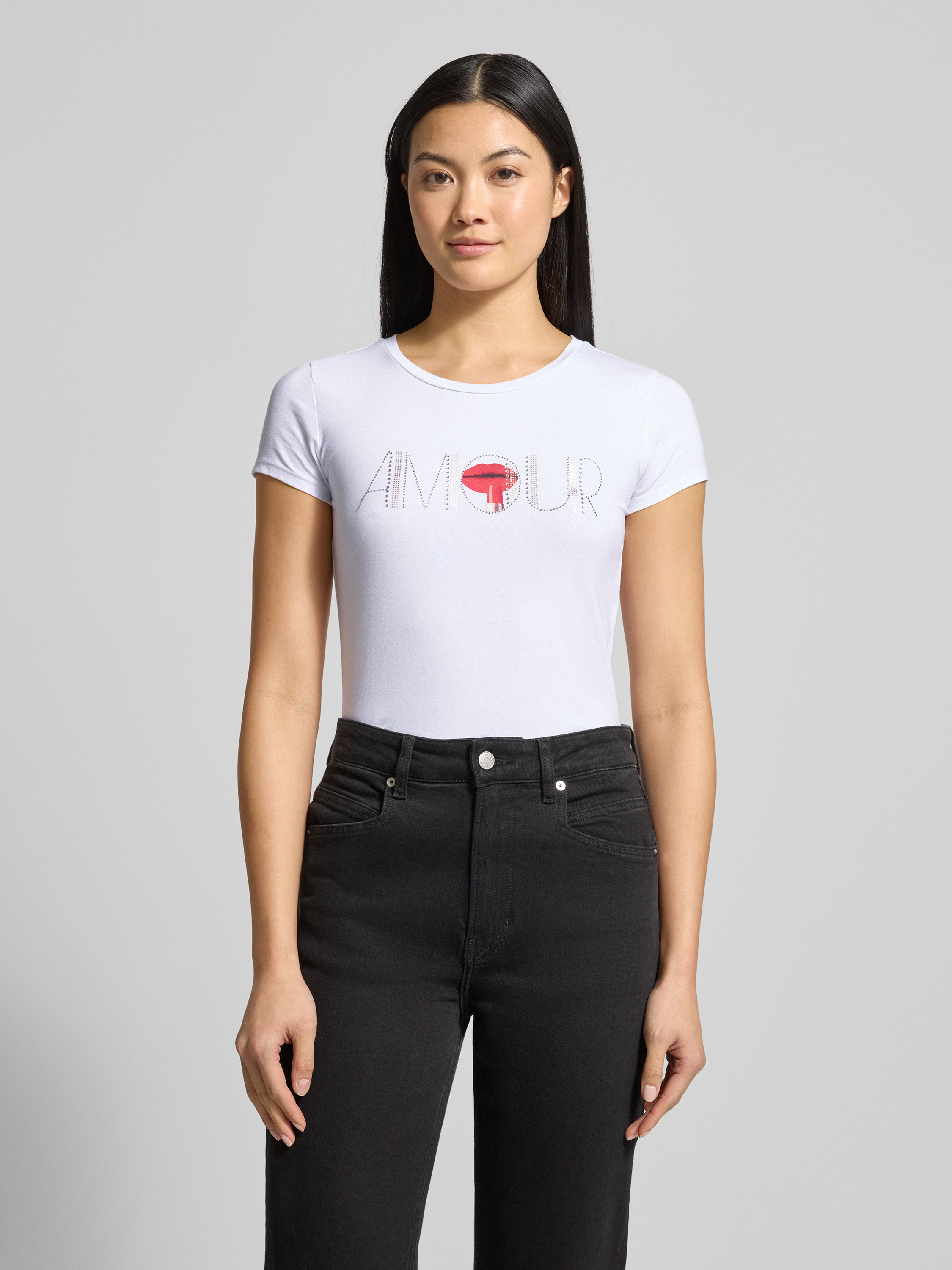 Guess T-shirt met siersteentjes in wit online kopen | P&C