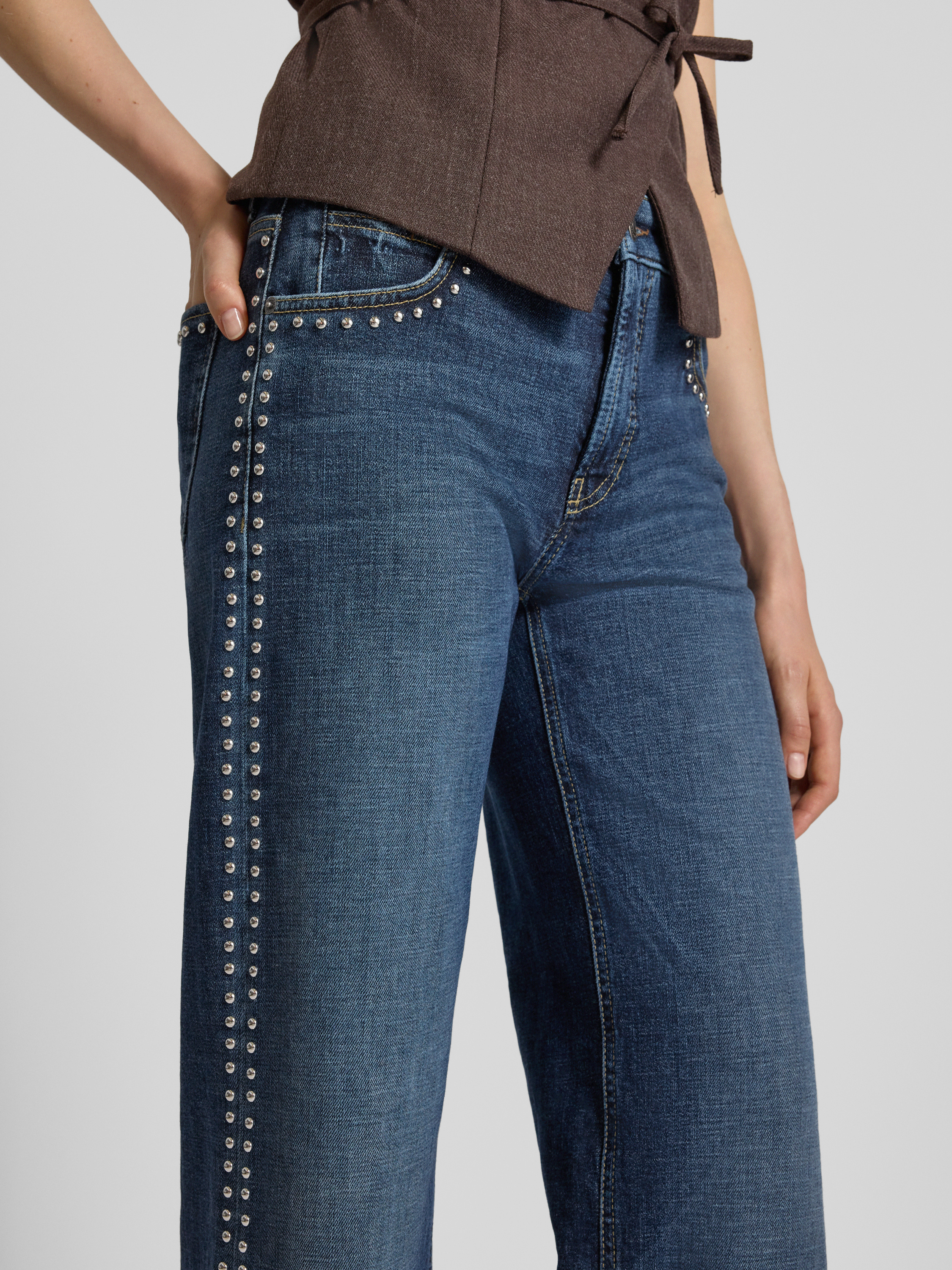 Cambio Wide Leg Jeans mit Nieten Modell 'AIMEE' (dunkelblau) online kaufen