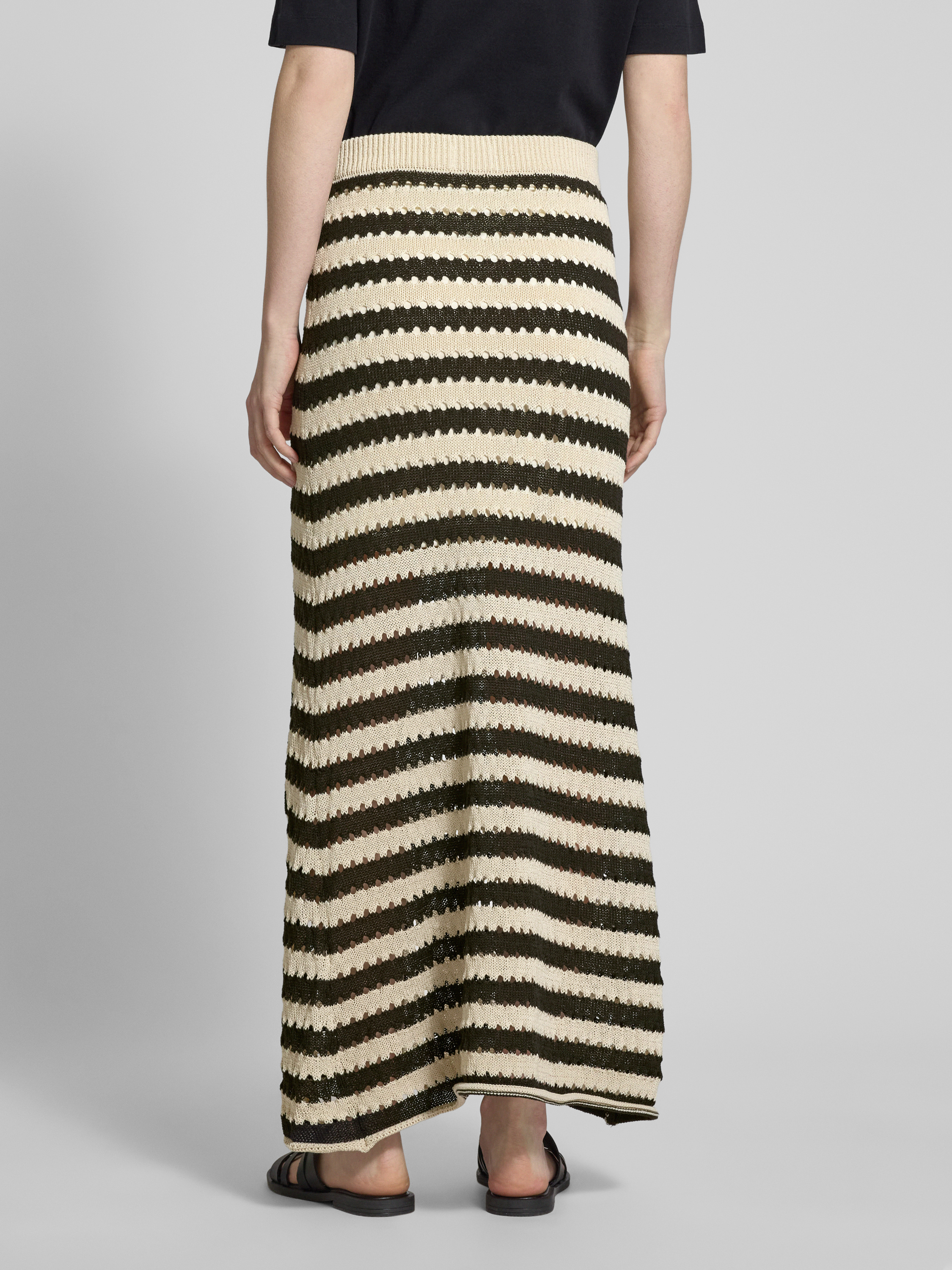 ICHI Smalle gebreide rok met gaatjesmotief, model 'BIRDIS' in zwart online kopen | P&C