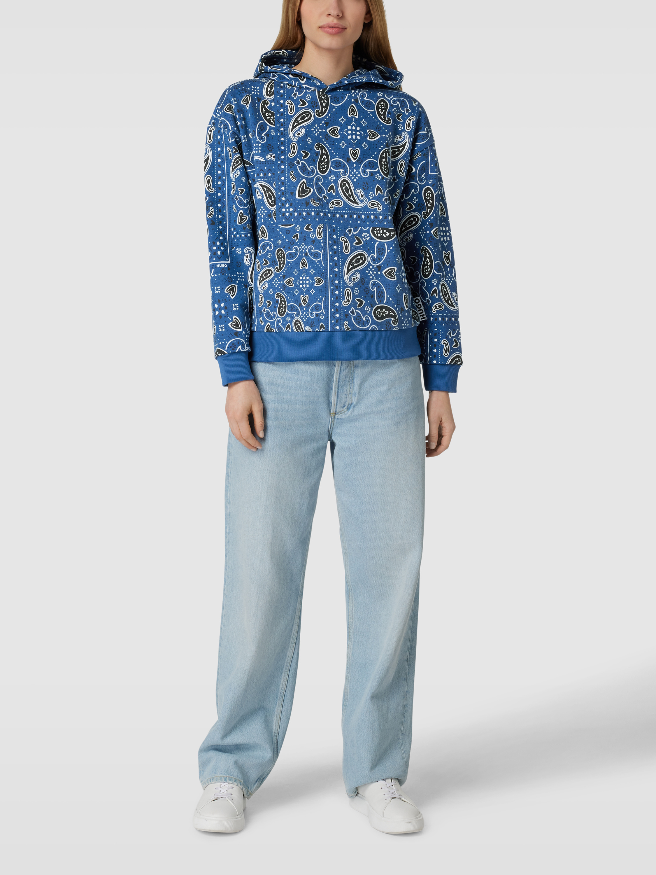 HUGO Hoodie mit Allover-Muster Modell 'Relaxed' (blau) online kaufen