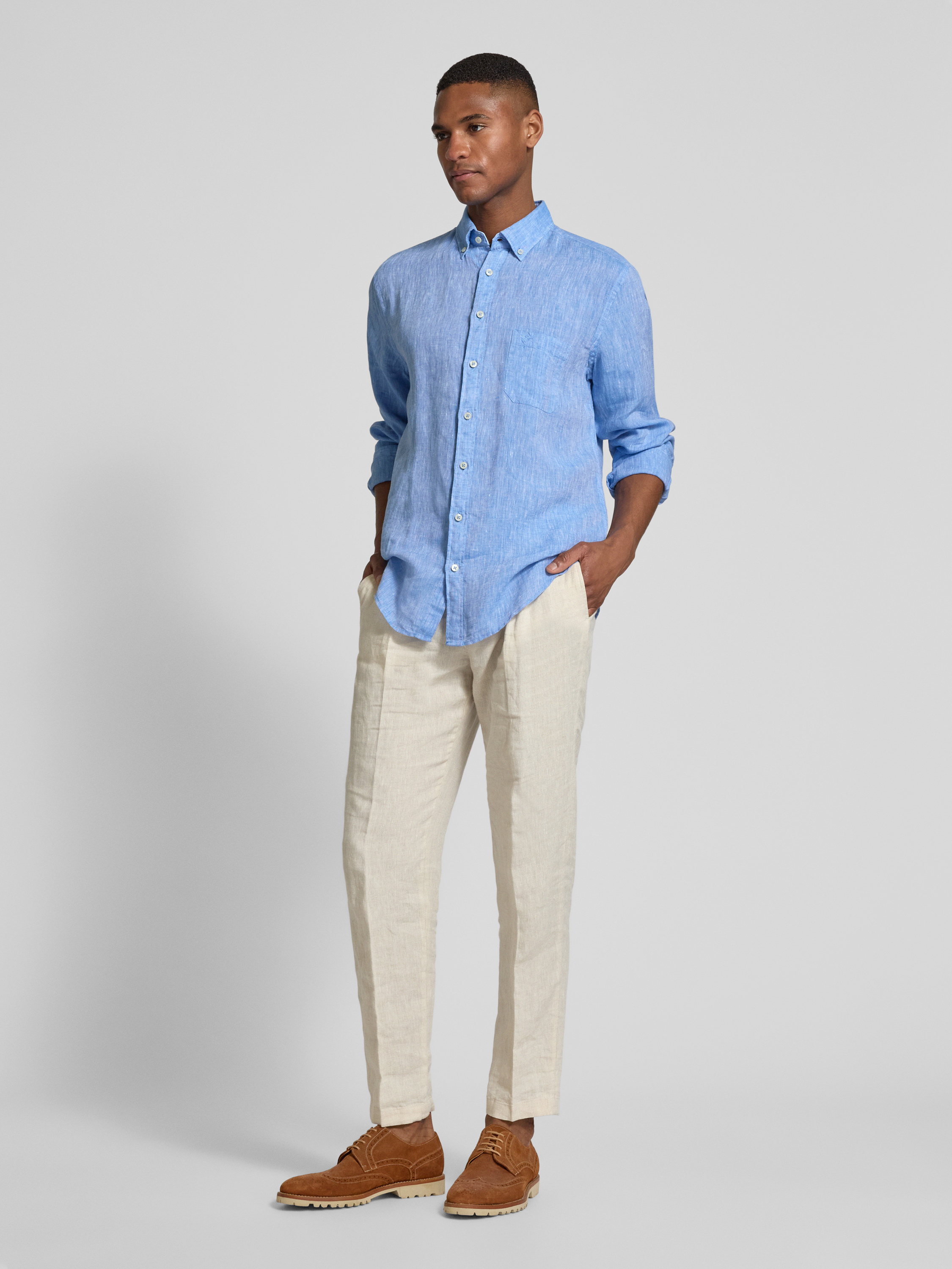 Fynch-Hatton Regular Fit Leinenhemd mit Button-Down-Kragen (royal ...