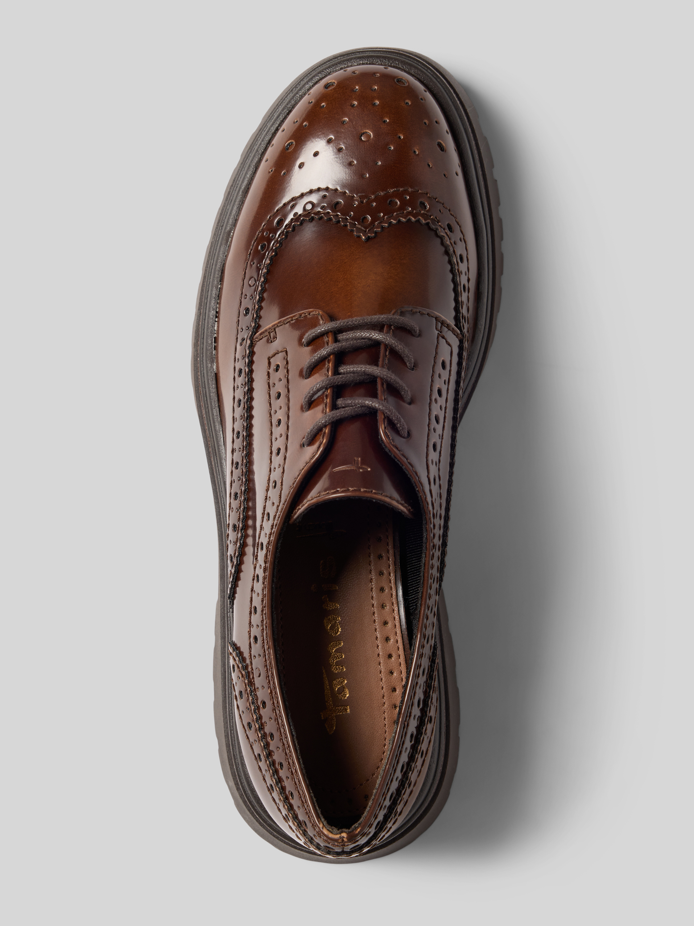 Kup online Tamaris Buty sznurowane z imitacji gładkiej skóry (ciemnobrązowy)