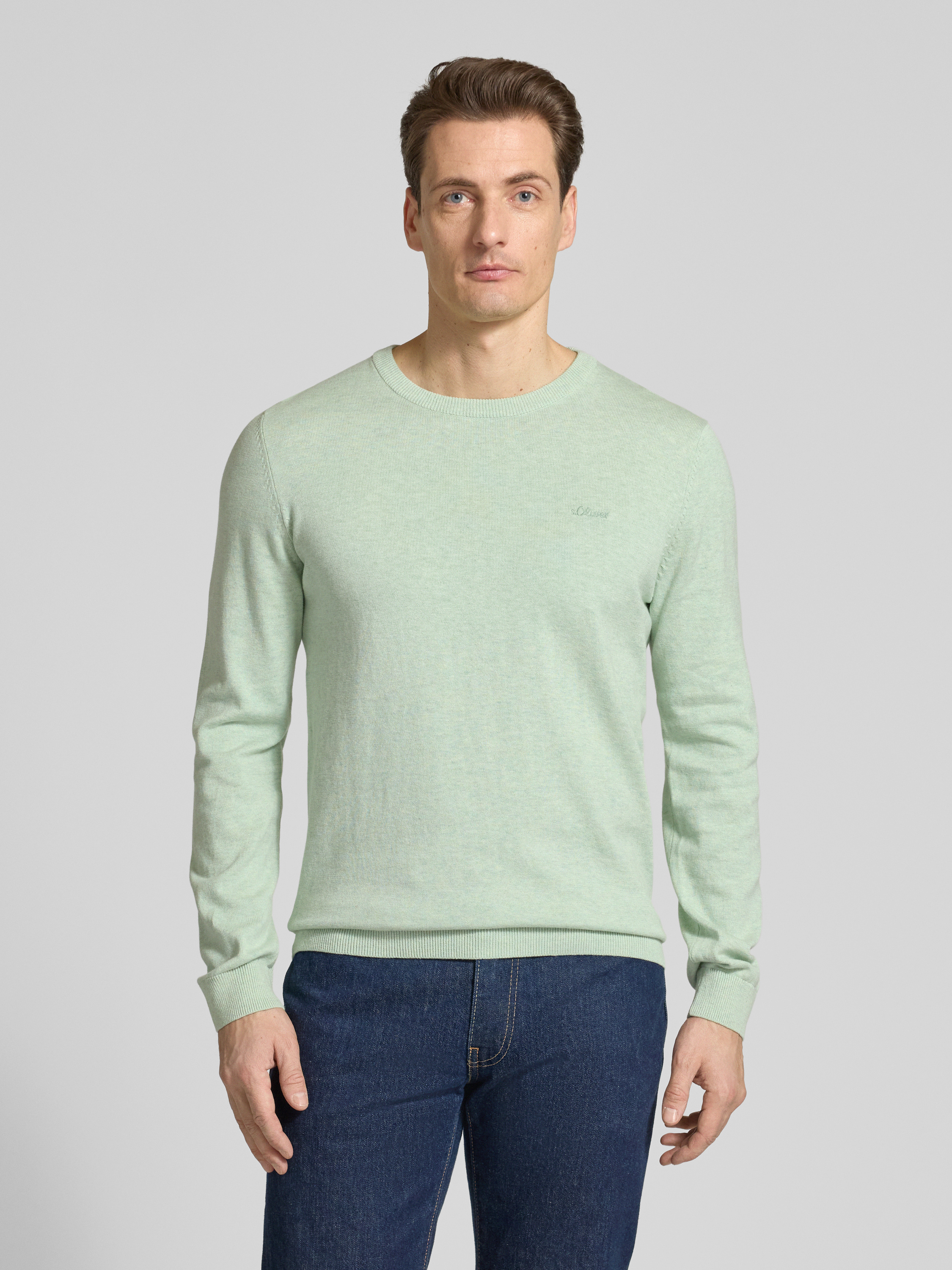 s.Oliver RED LABEL Regular fit pullover van puur katoen in lindegroen ...