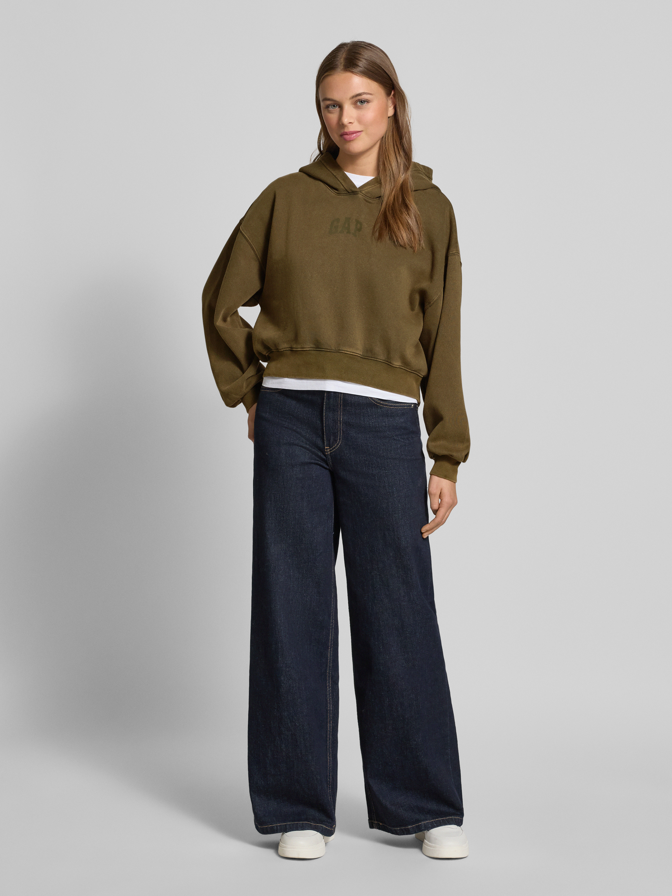 GAP Cropped Hoodie mit Logo-Print (gruen) online kaufen