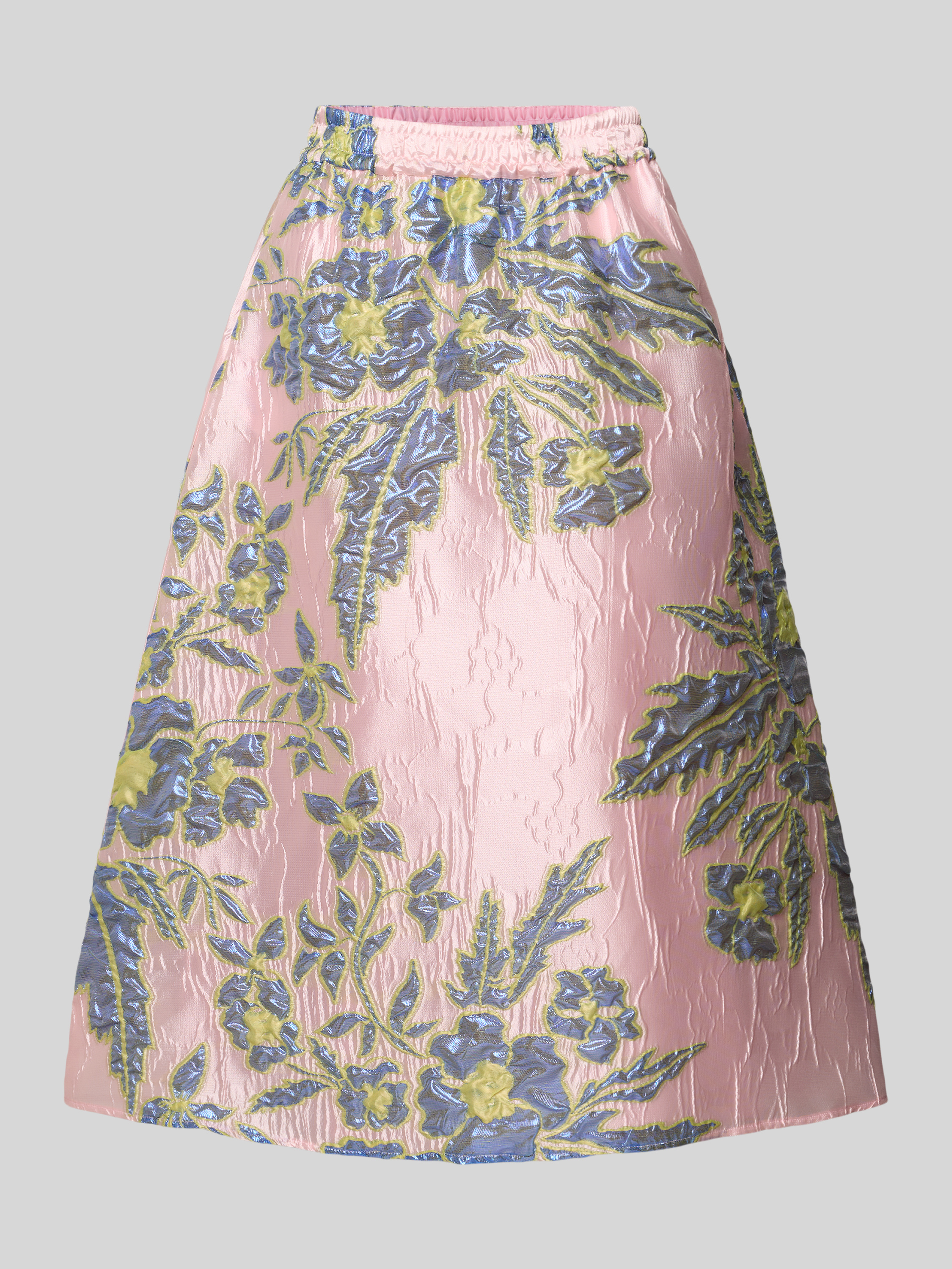 Milano Italy Regular fit midirok met all-over bloemenstitching in rosé ...