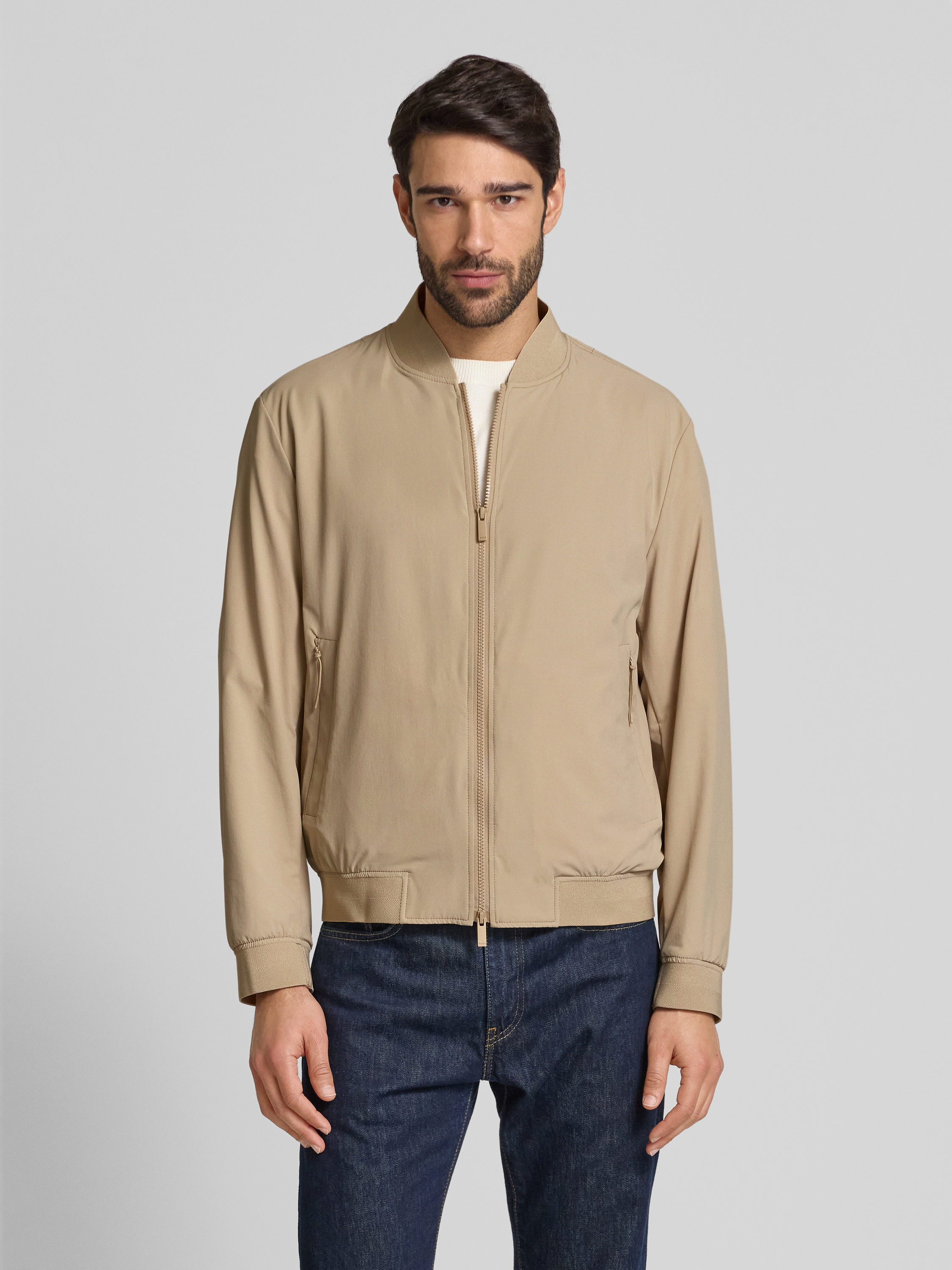 BOSS Bomberjacke mit Zweiwege-Reißverschluss Modell 'Hanry' (beige ...