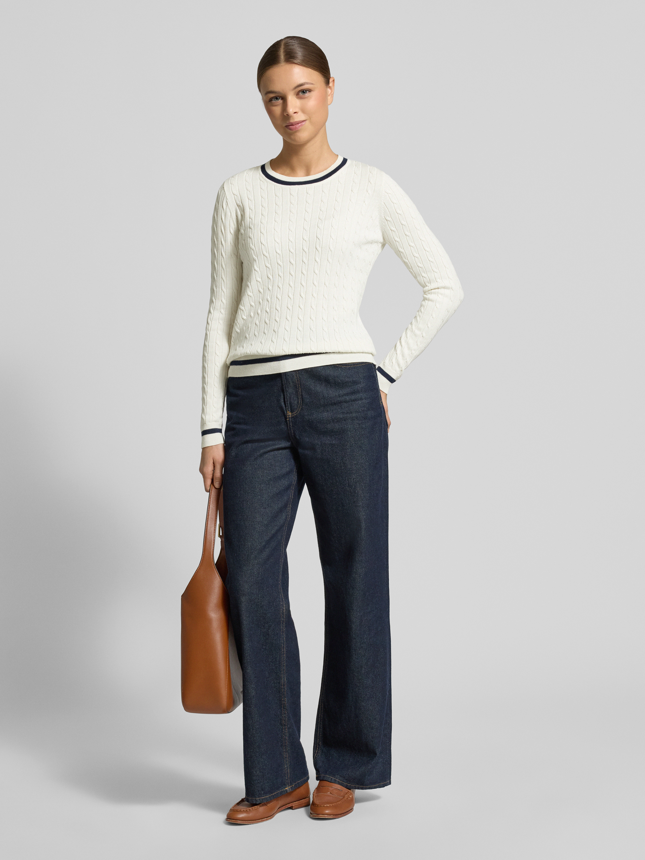 Christian Berg Woman Strickpullover mit gerippten Abschlüssen (offwhite ...