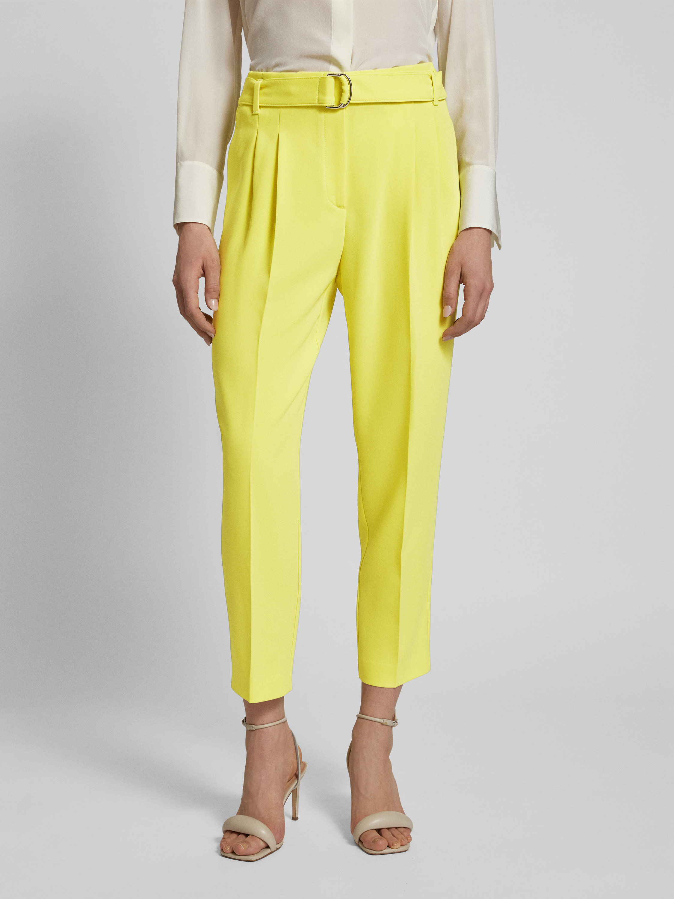 BOSS Stoffen broek met persplooien, model 'Tapiah' in neongeel ...