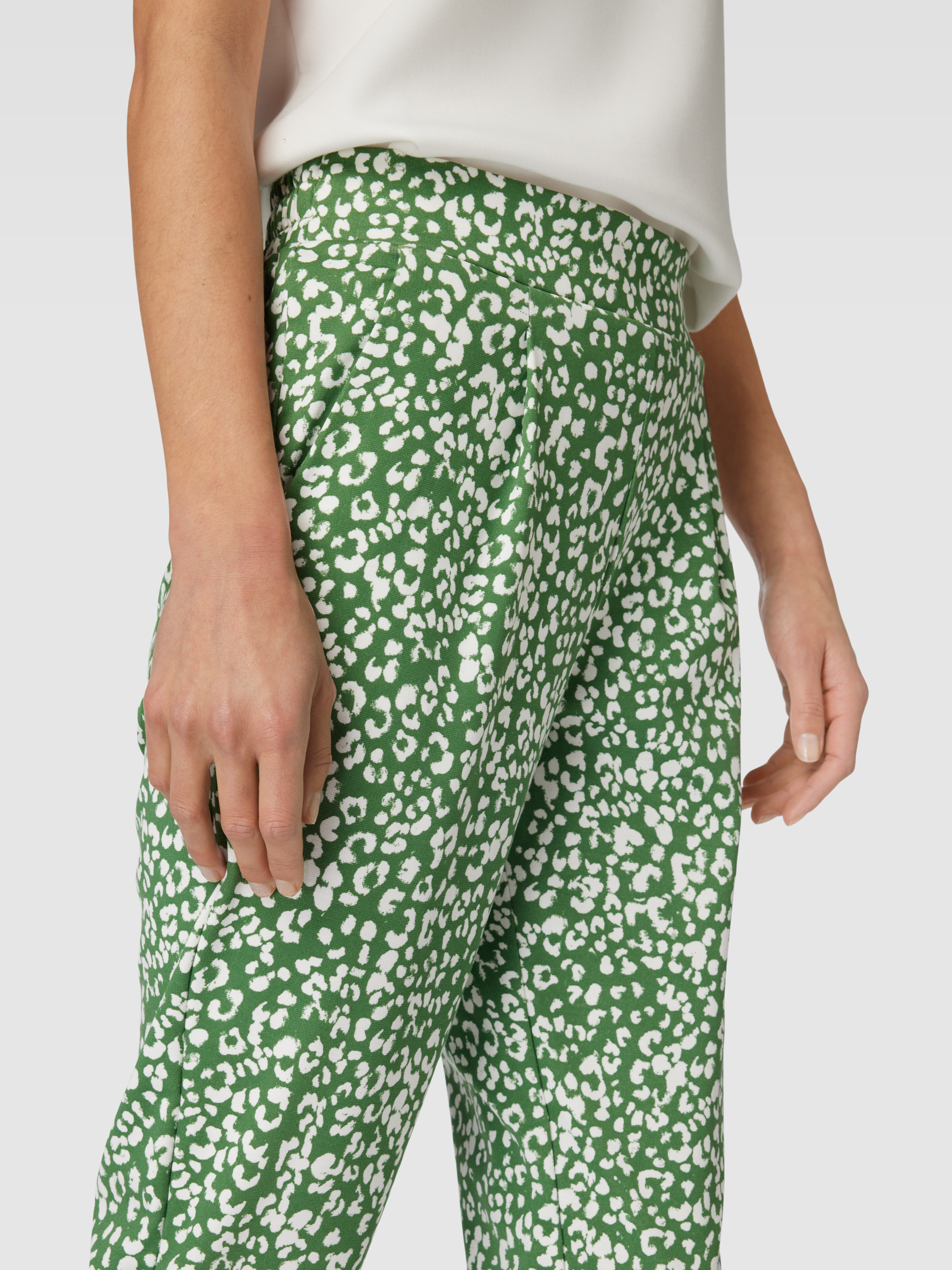 ICHI Stoffen broek met all-over motief, model 'KATE' in groen online kopen | P&C