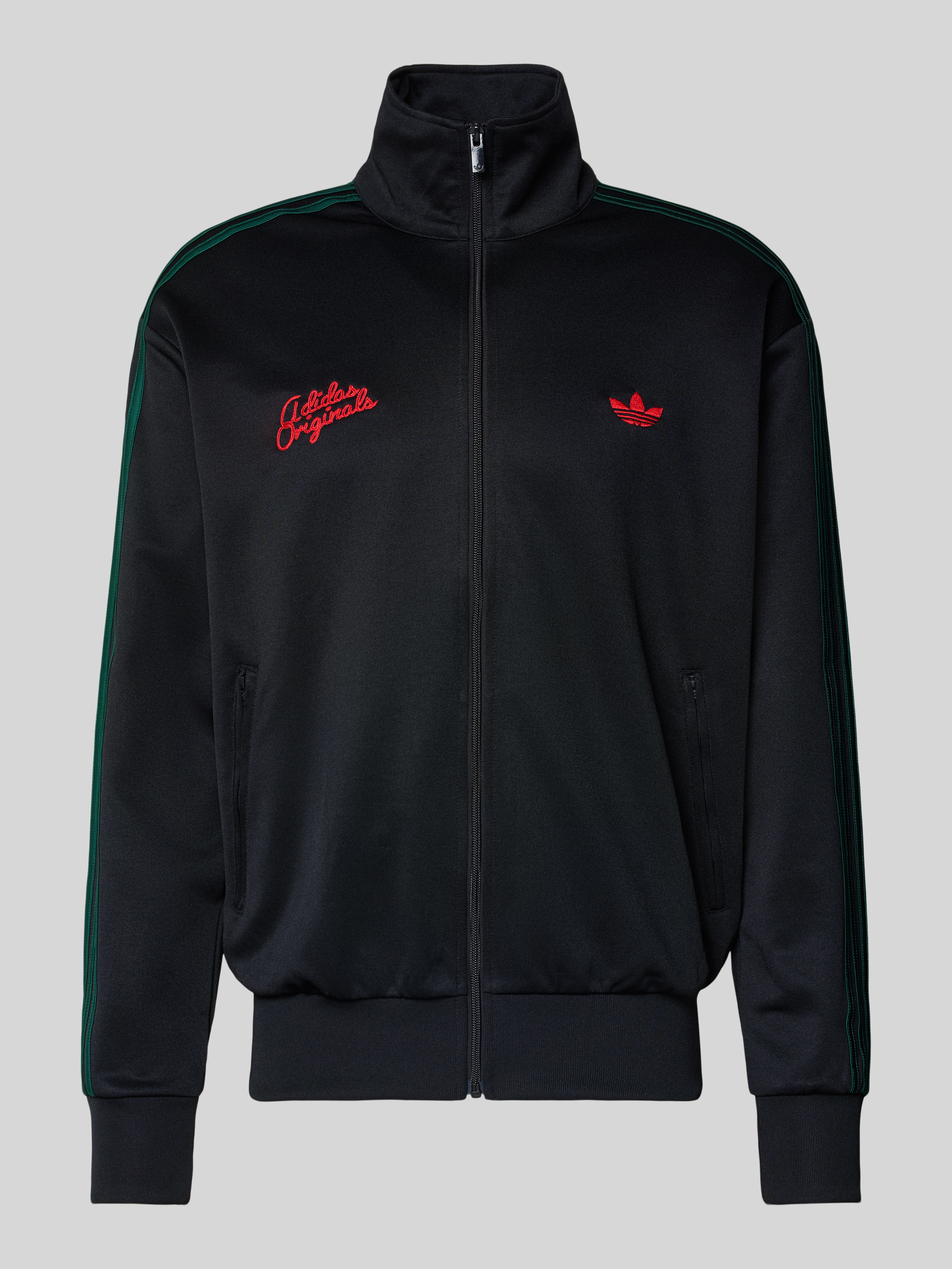 adidas Originals Sweatjacke mit Logo-Stitching und Stehkragen (black ...