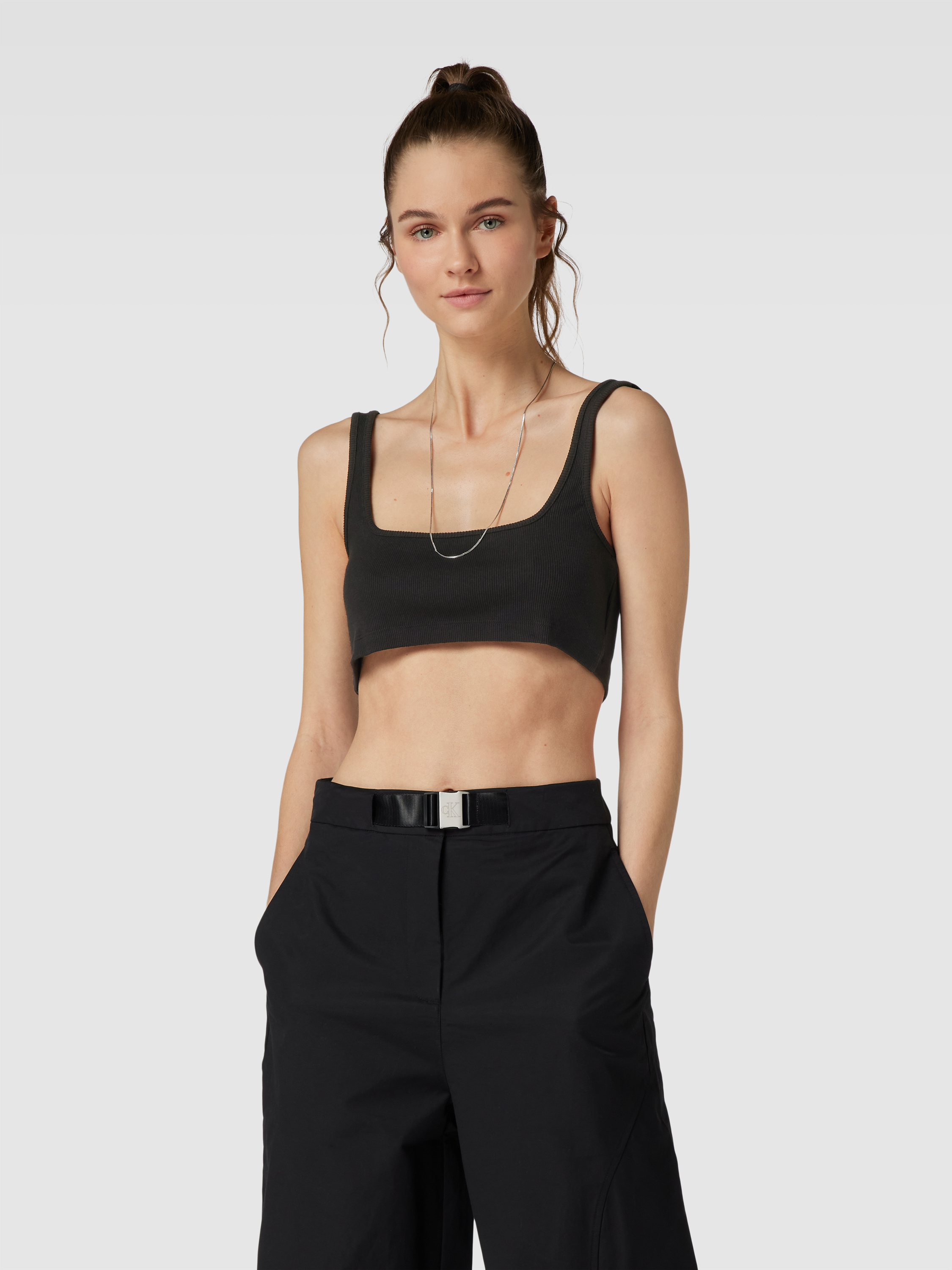 Calvin Klein Jeans Bralette mit Leder-Patch (black) online kaufen
