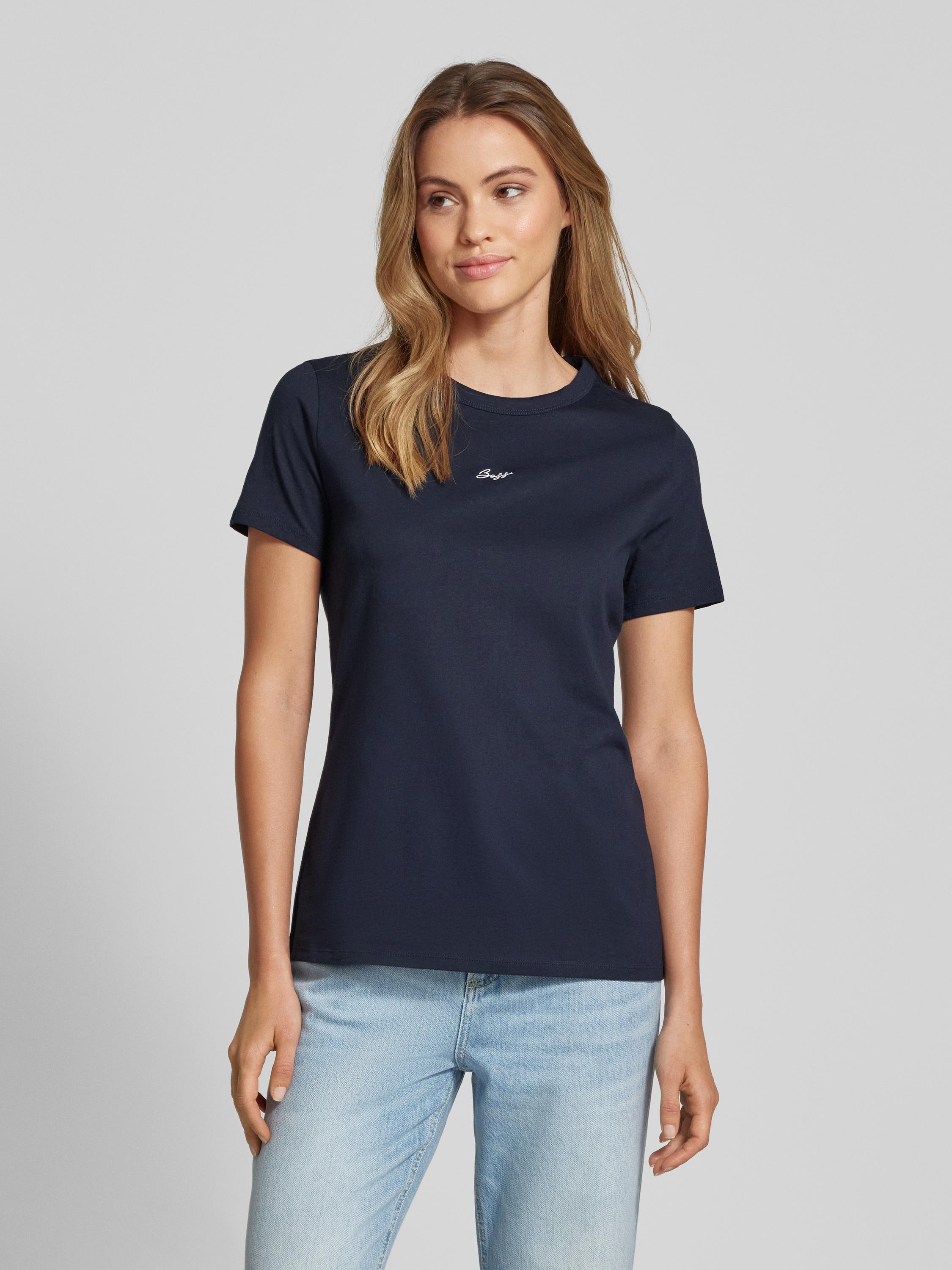 BOSS Orange T-Shirt mit Label-Stitching Modell 'Elogo' (marine) online ...