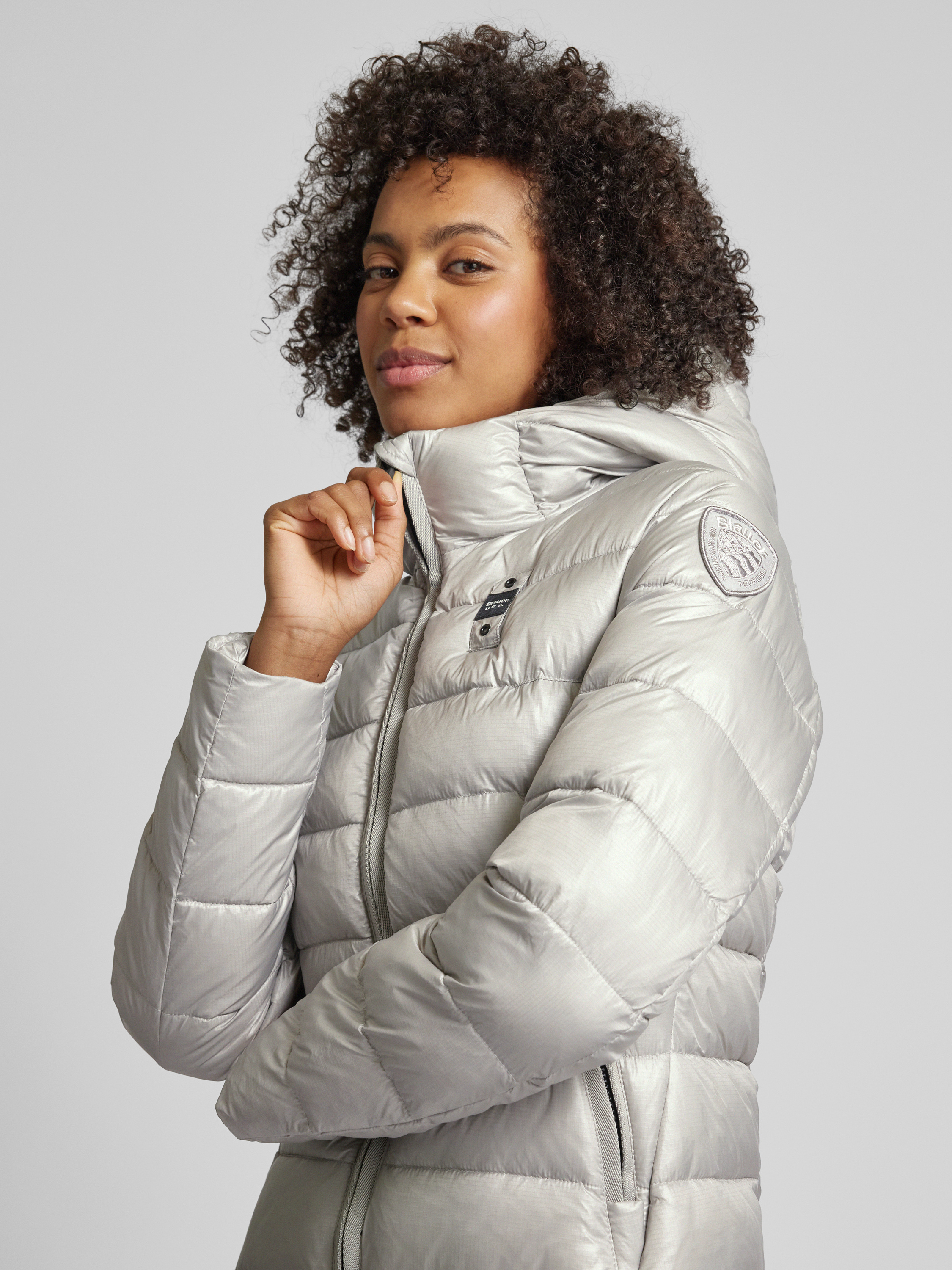 Blauer Usa Steppmantel mit Zweiwege-Reißverschluss (hellgrau) online kaufen