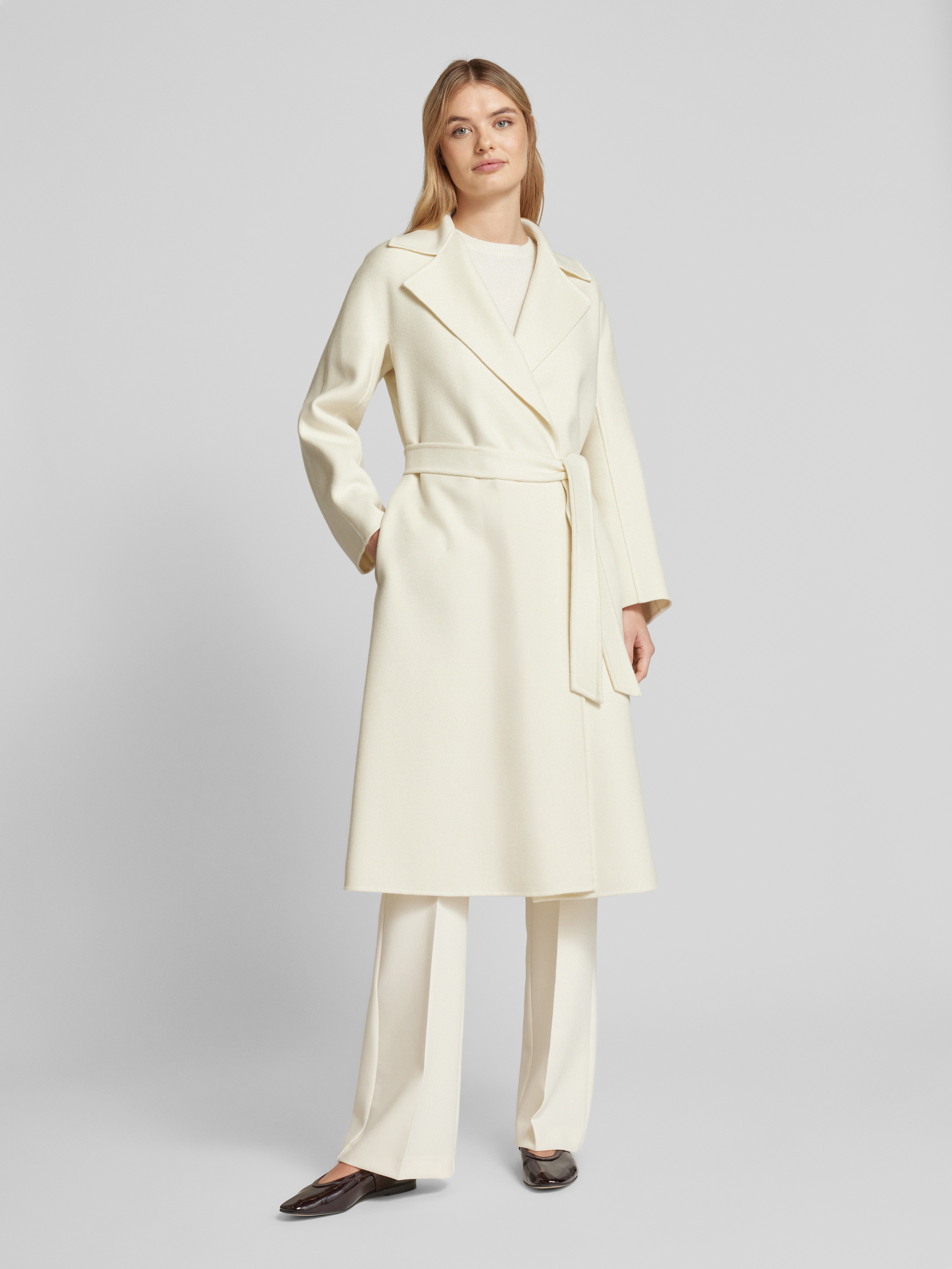 Max Mara Studio Wollmantel mit Seiden- und Kaschmir-Anteil Modell 'CLES' (weiss) online kaufen