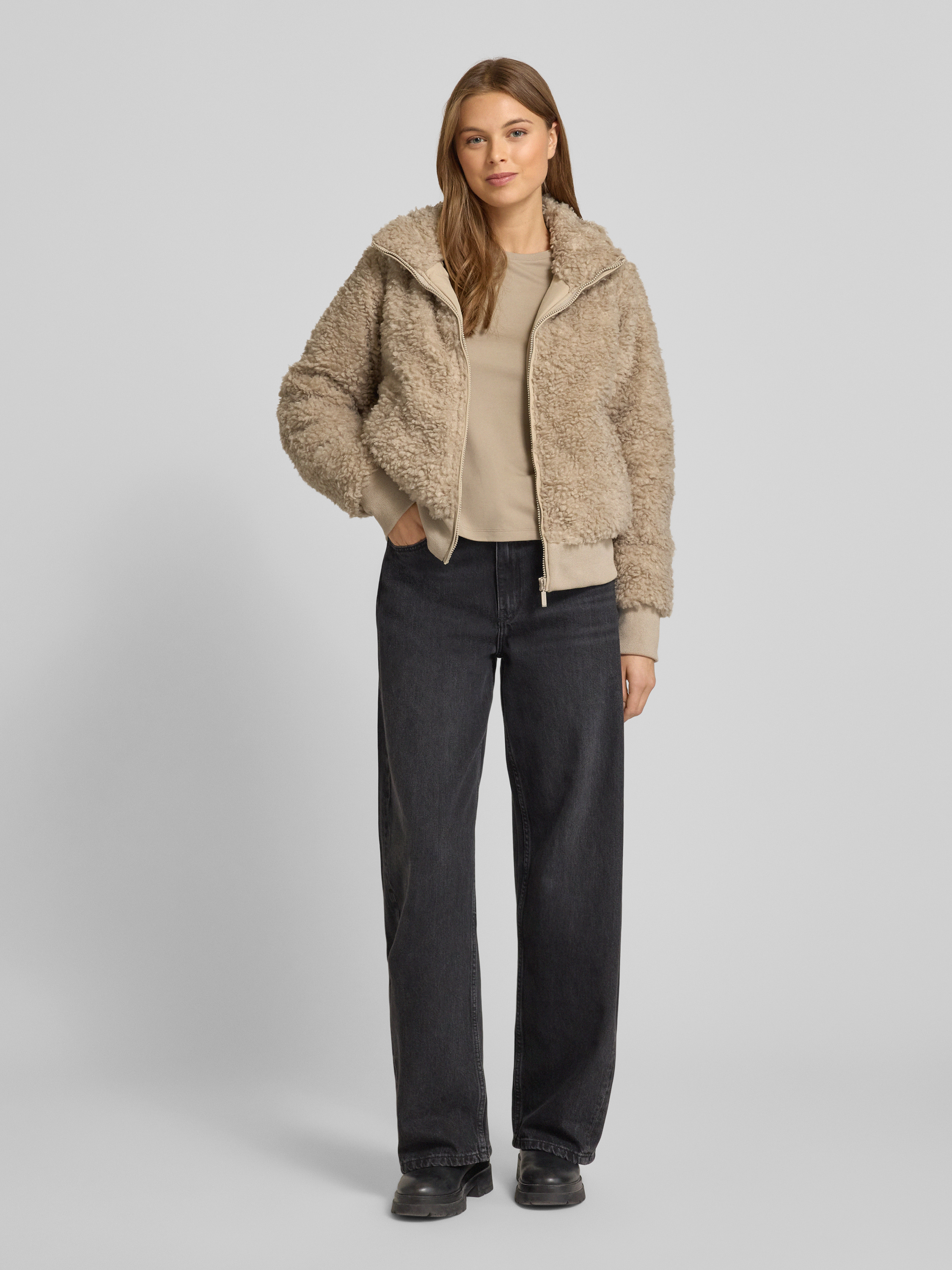 Mazine Teddyjacke mit Stehkragen und Reißverschluss (beige) online kaufen