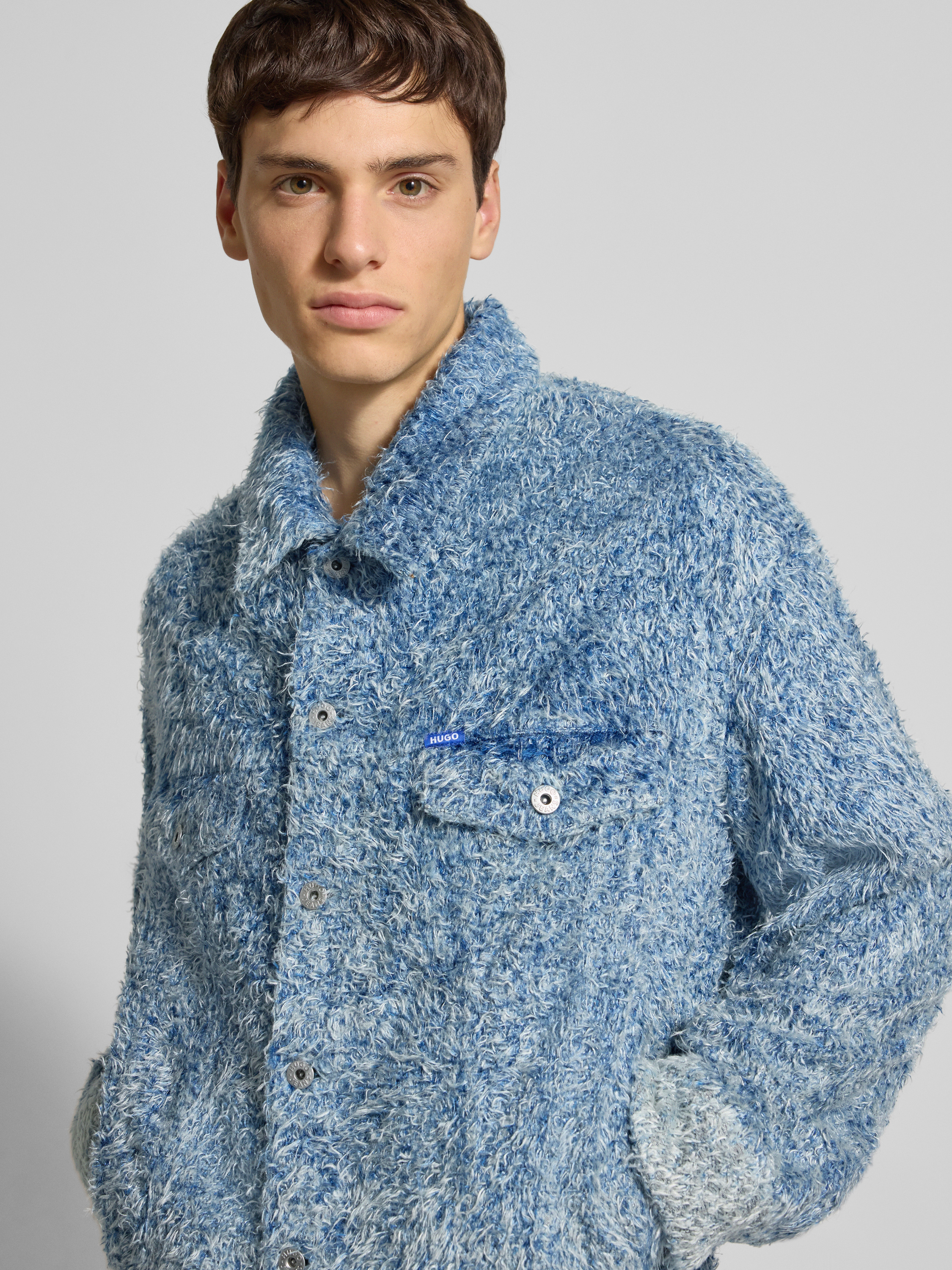 Hugo Blue Regular Fit Jeansjacke mit Bouclé Modell 'KIRKBY' (hellblau ...