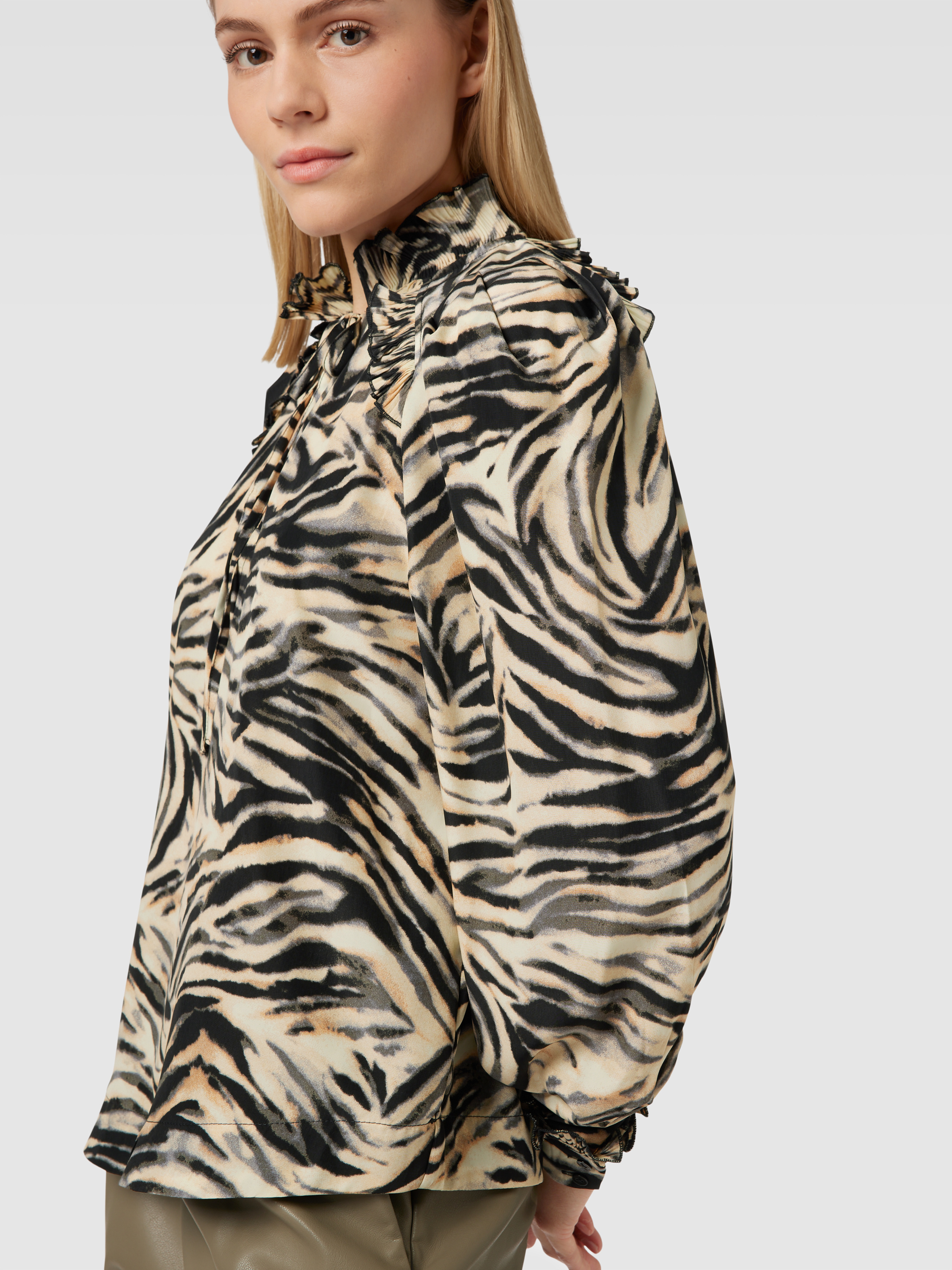 Copenhagen Muse Bluse mit Animal-Print Modell 'FRILL-SHIRT' (hellbraun ...