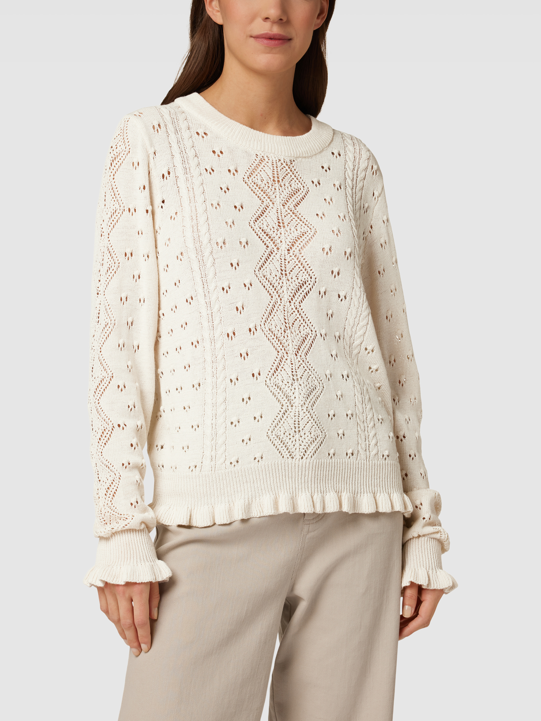 Atelier Reve Strickpullover mit Lochmuster Modell 'IRFANTO' (ecru ...