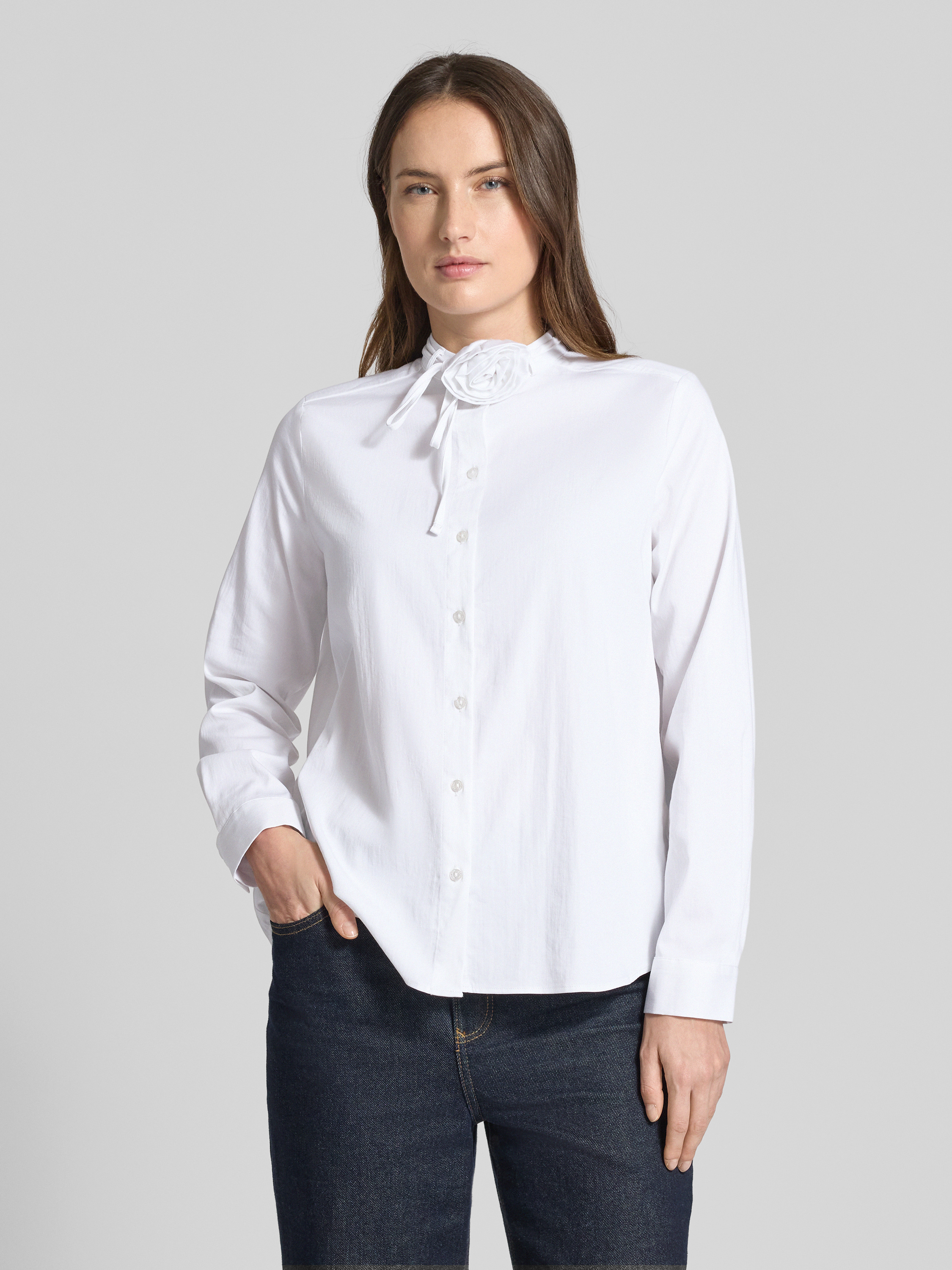 Milano Italy Regular fit overhemdblouse met bloemenapplicatie in wit ...