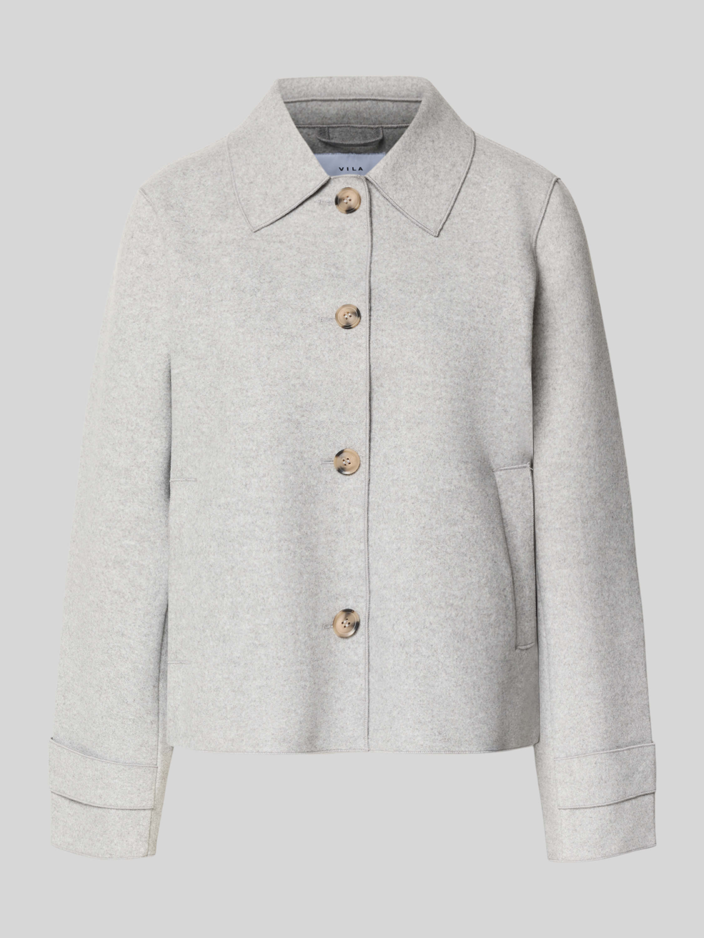 Vila Jack met platte kraag, model 'Juice in lichtgrijs online kopen | P&C