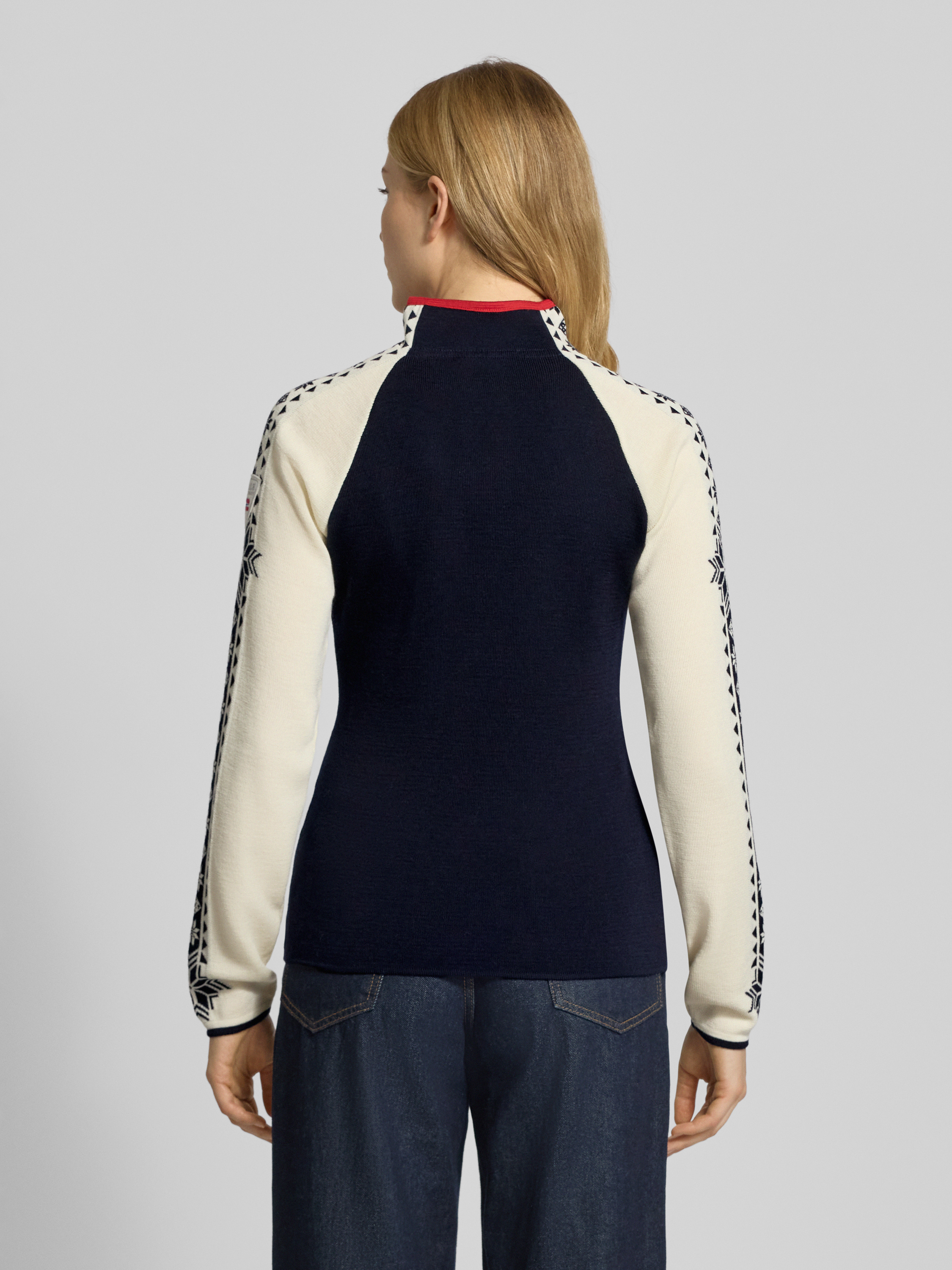 Dale of Norway Slim fit schipperstrui van wol met ritssluiting, model ...