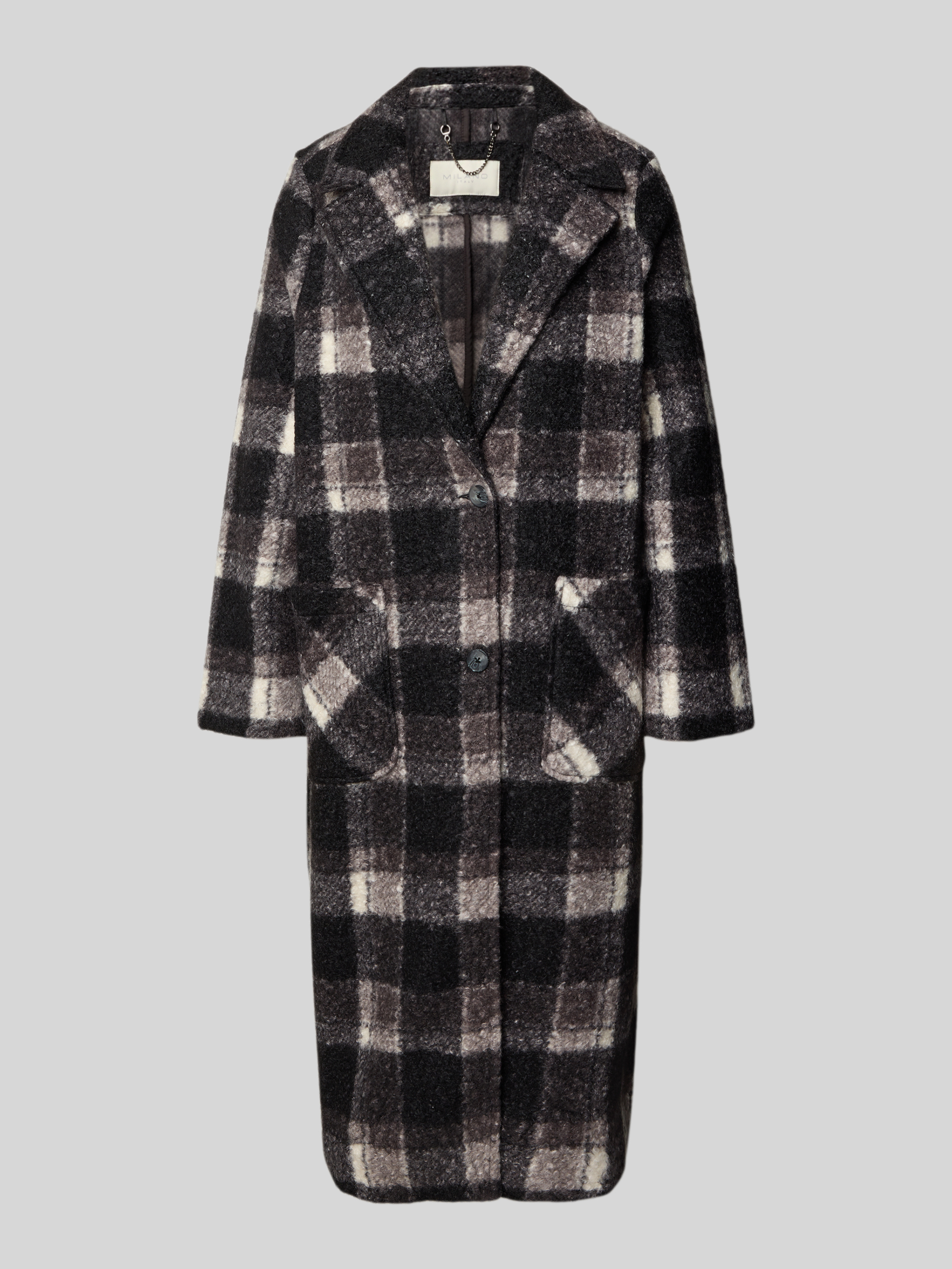 Milano Italy Lange jas van teddybont met reverskraag en opgestikte ...