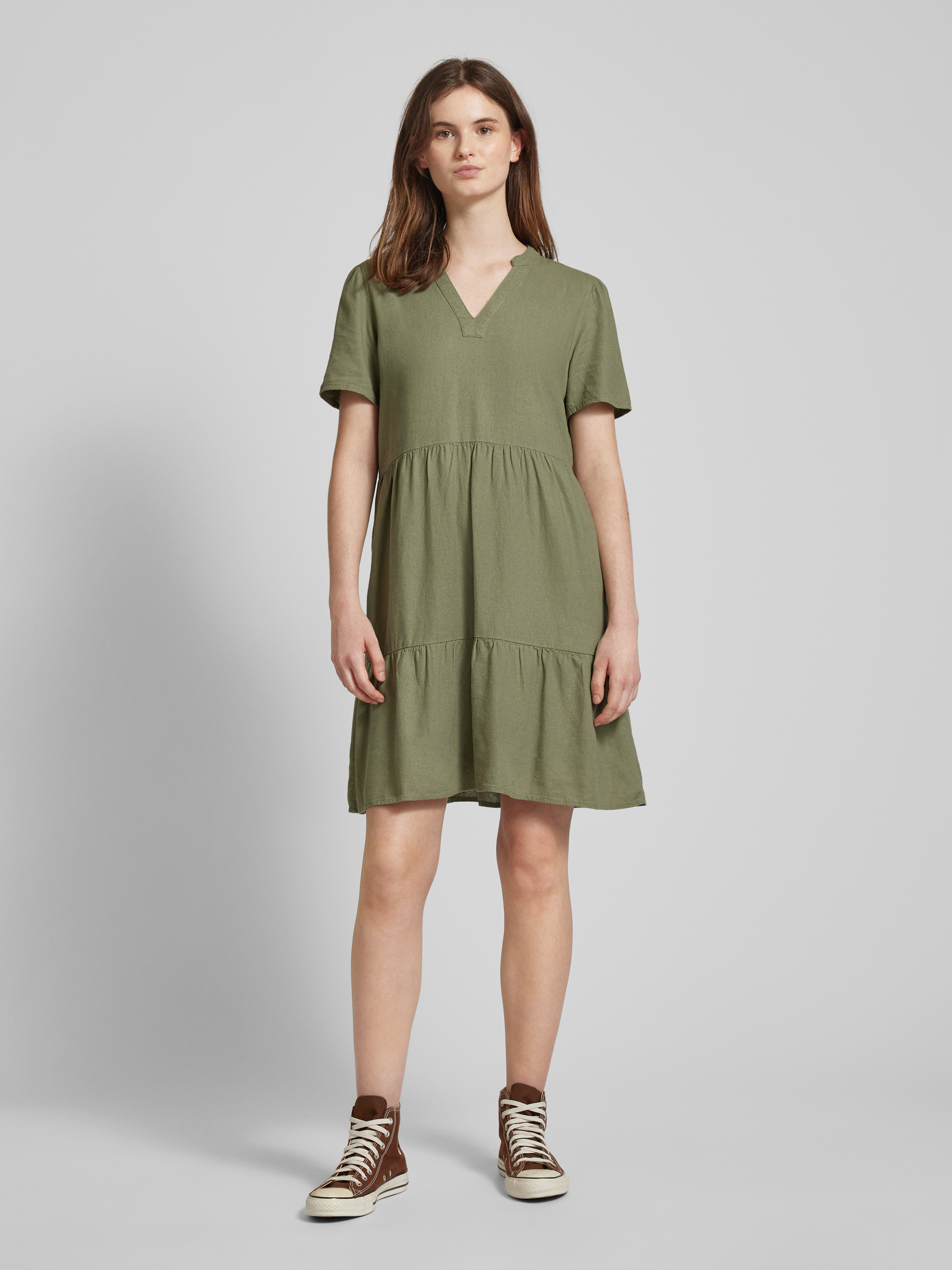 Only Minikleid aus Leinen-Viskose-Mix Modell 'TIRI' (oliv) online kaufen