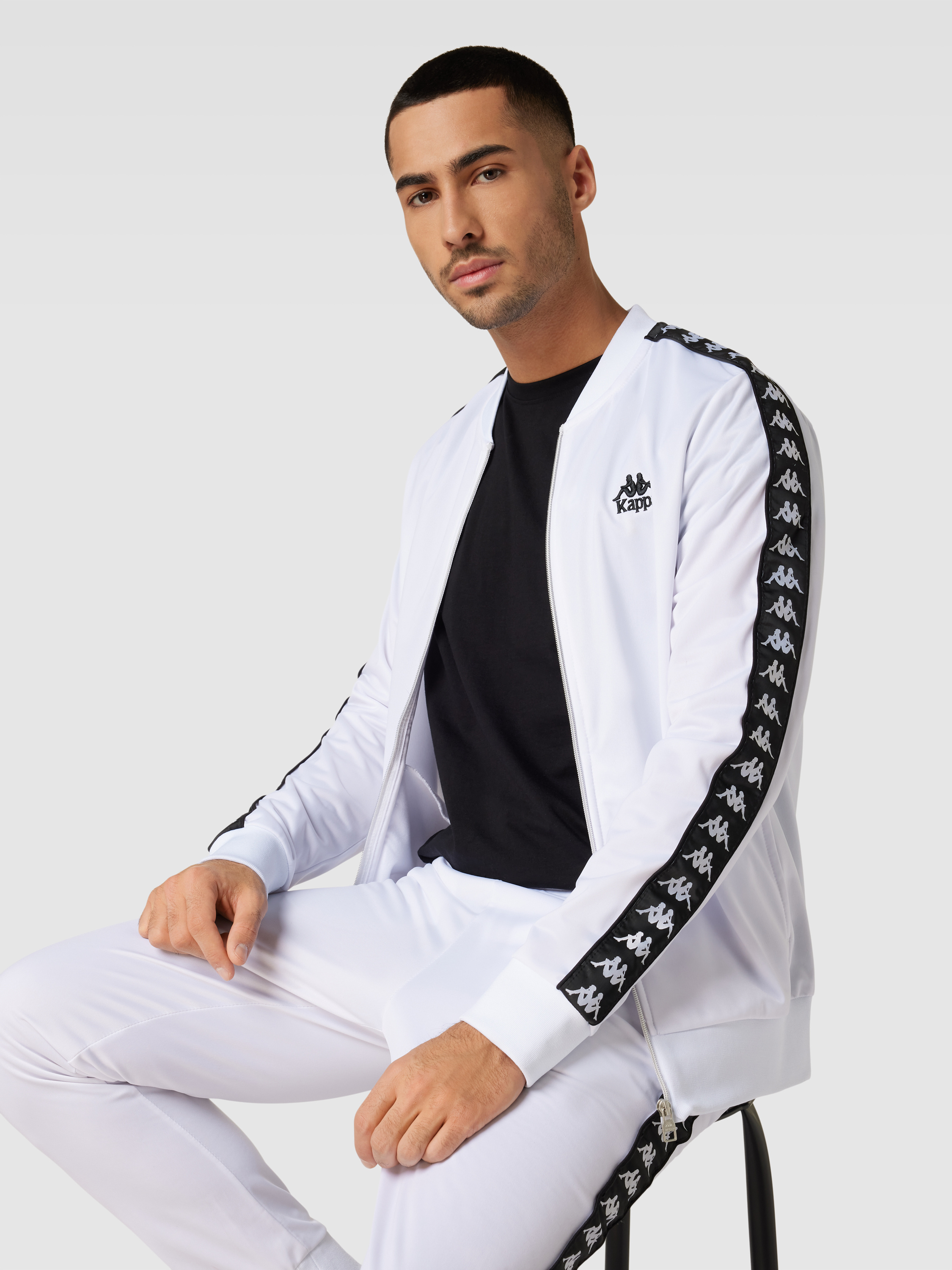Kappa Sweatjack met labelstitching, model 'College' in wit online kopen | P&C