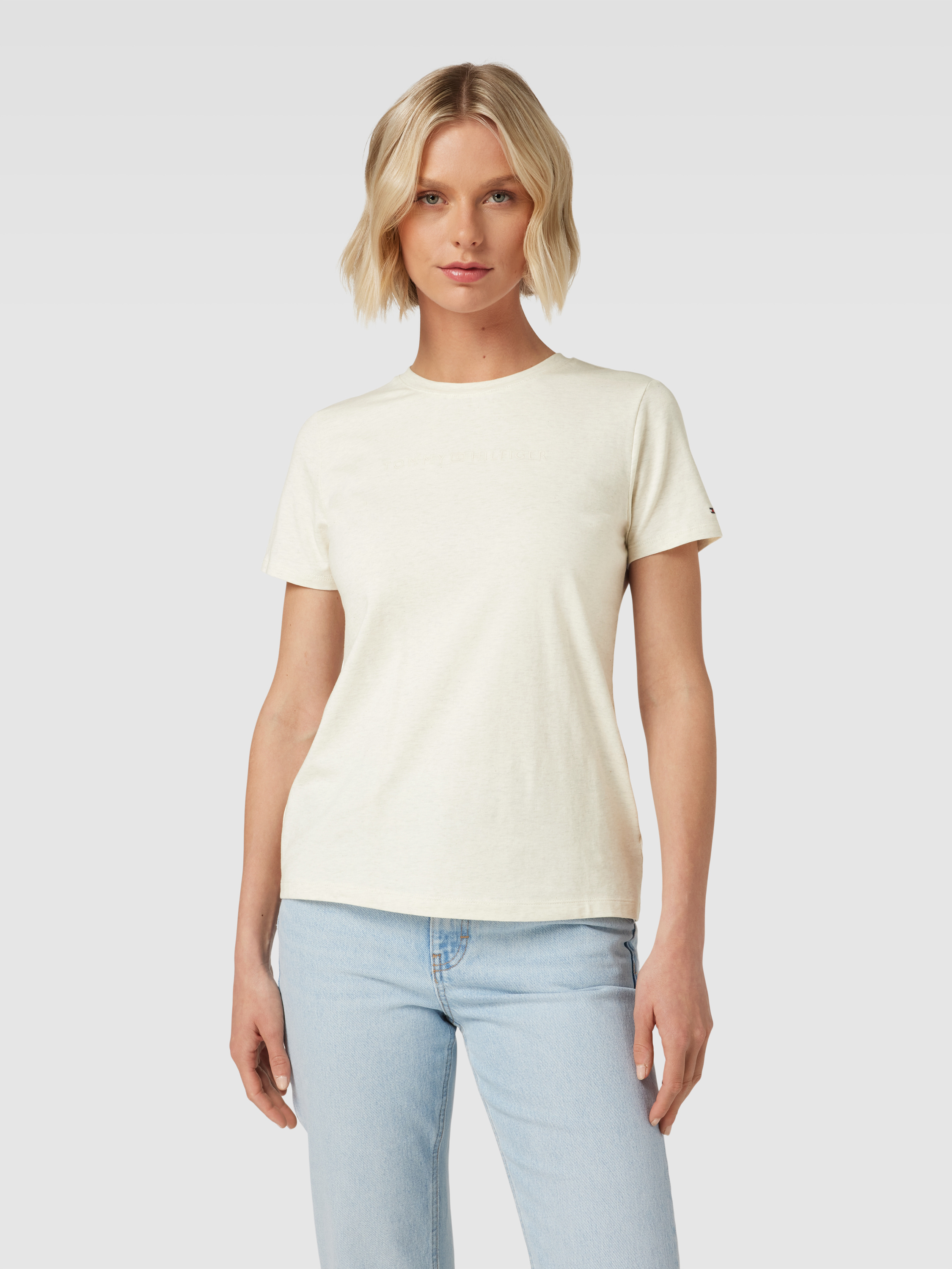 Tommy Hilfiger T-Shirt mit geripptem Rundhalsausschnitt (ecru) online ...