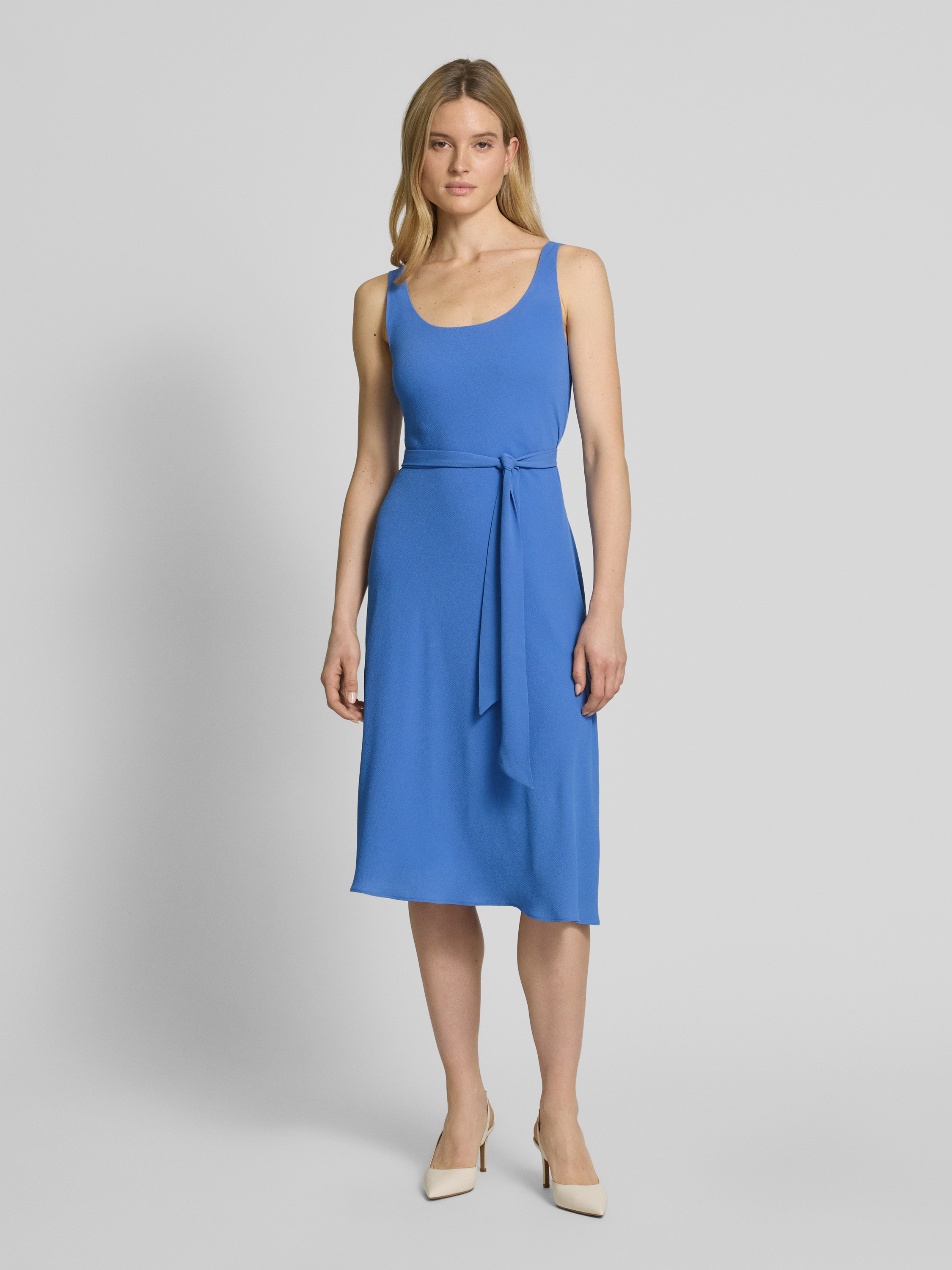Lauren Ralph Lauren Midi-jurk met strikceintuur, model 'ZAWATO' in lichtblauw online kopen | P&C