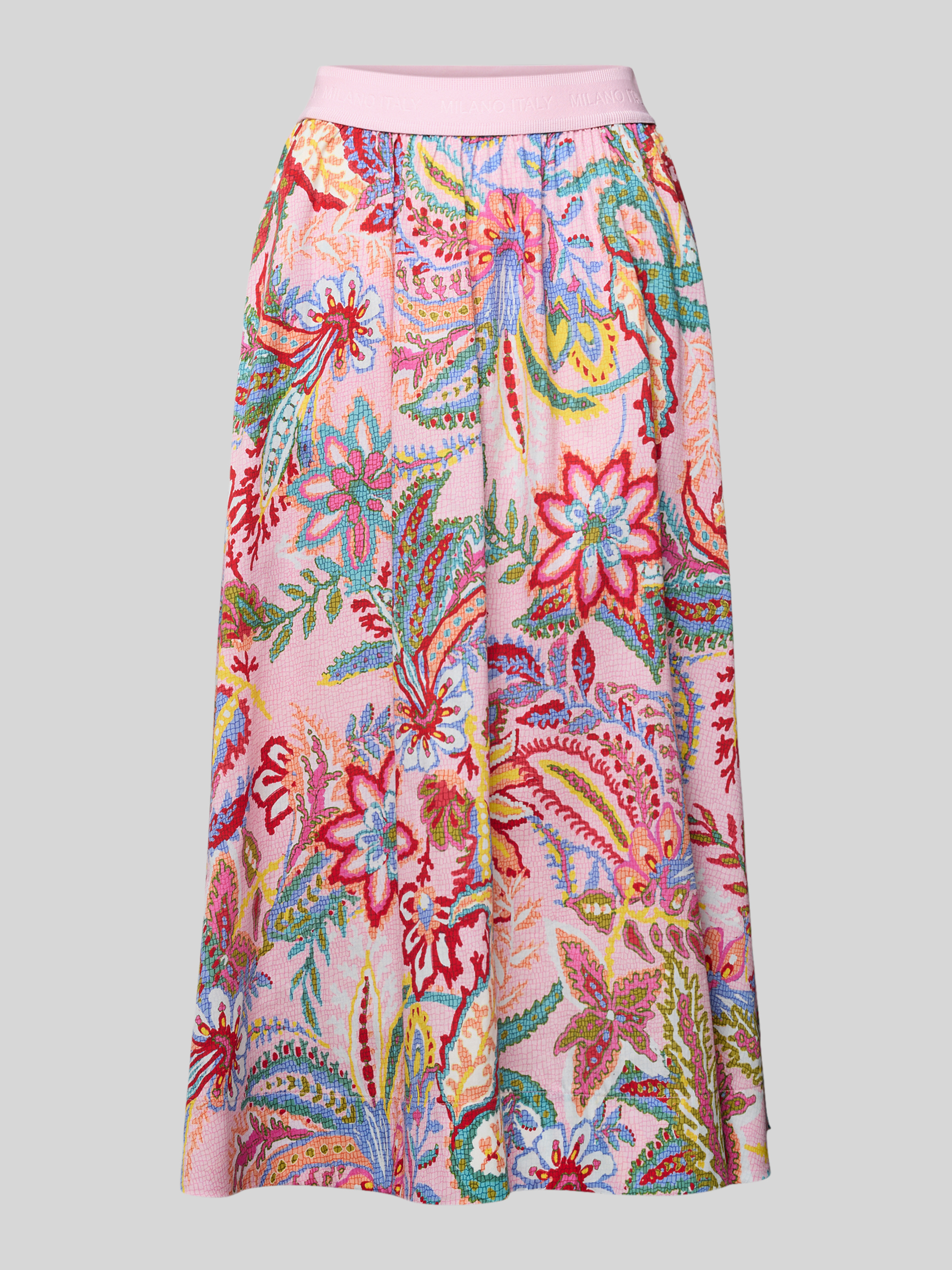 Milano Italy Regular fit midirok met all-over paisleyprint in rosé ...
