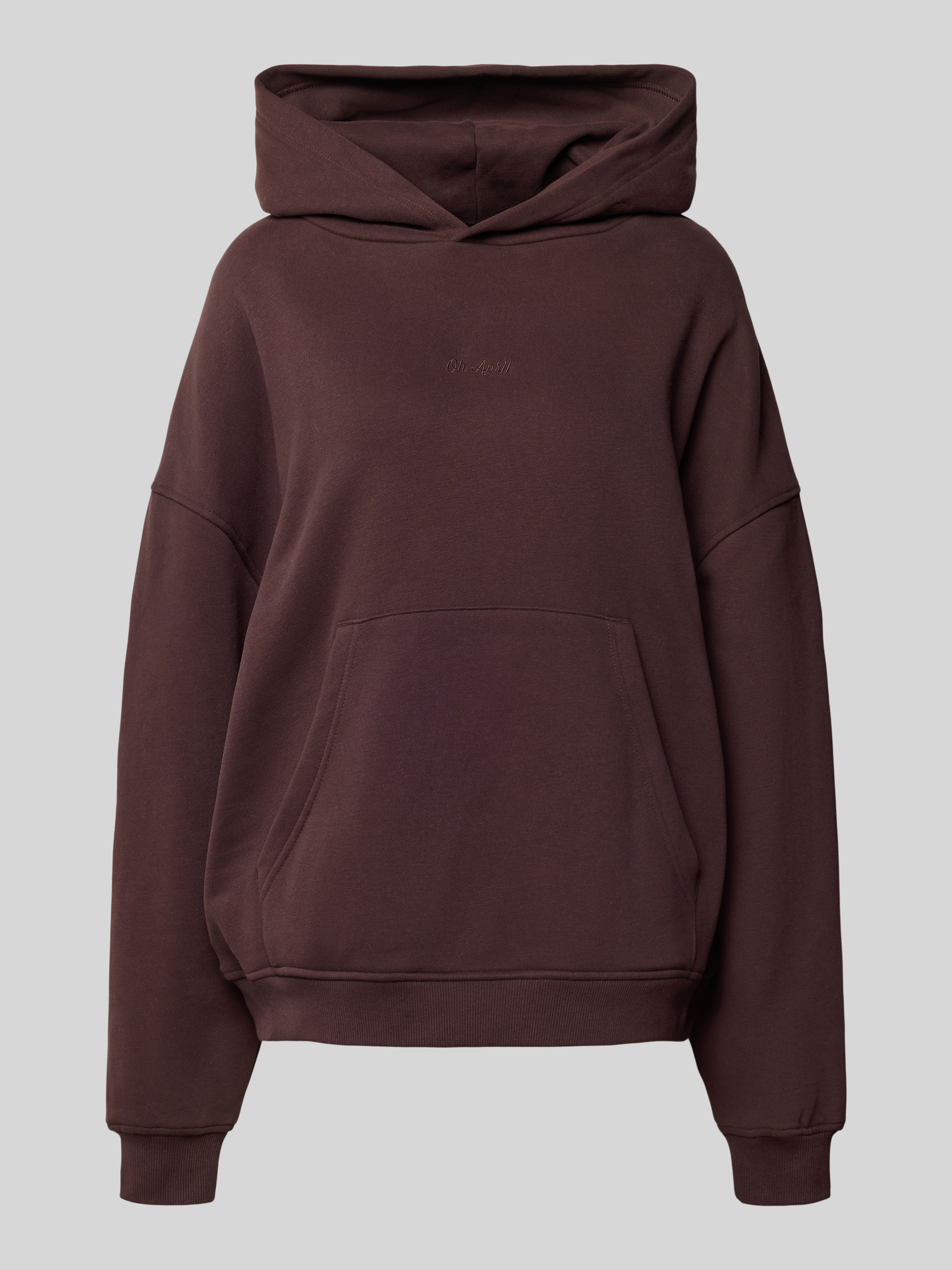 OH APRIL Hoodie mit rückseitigem Print Modell 'Good Karma Wave' (dunkelbraun) online kaufen