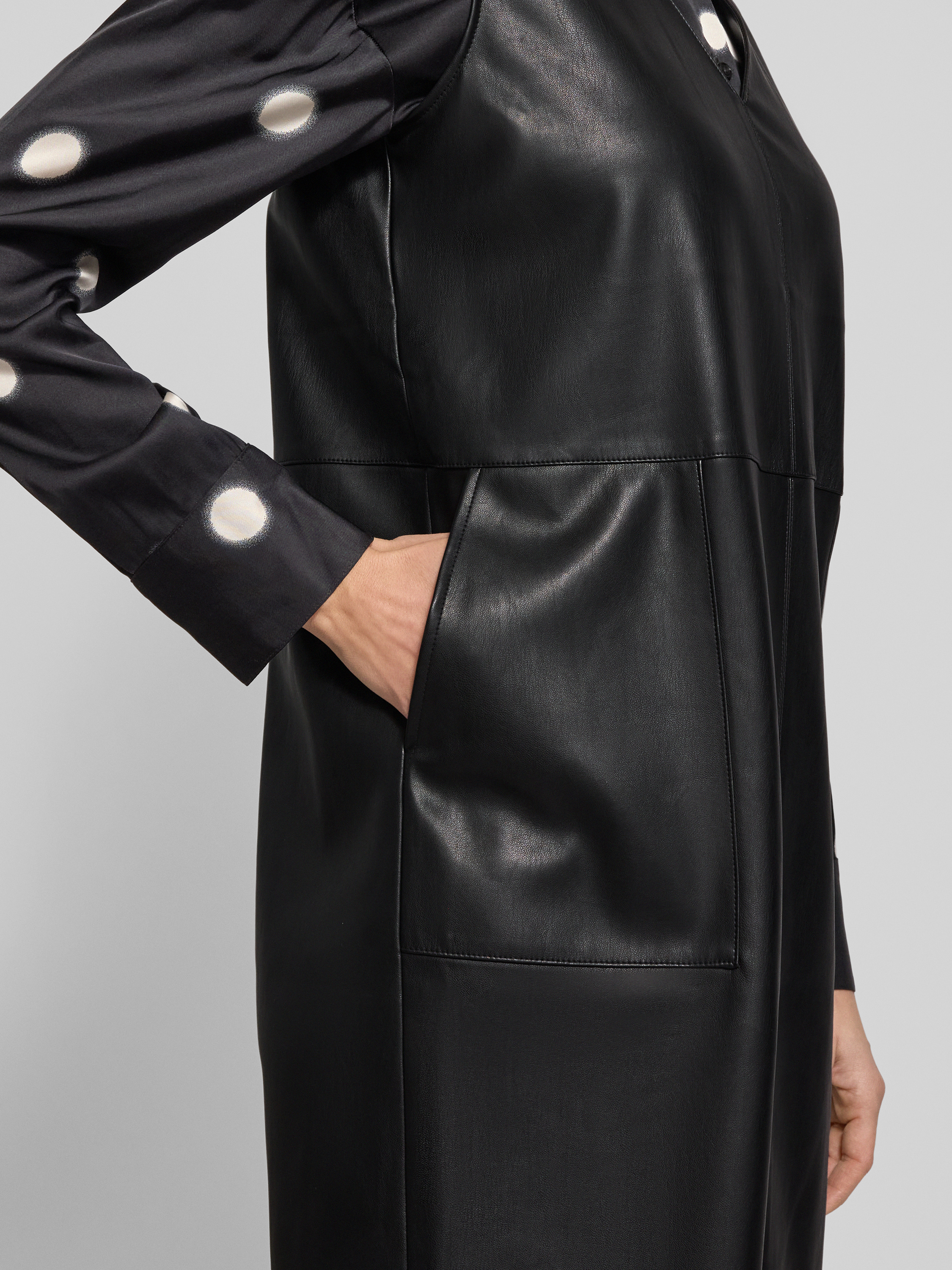 OPUS Knielange jurk in leerlook, model 'Wancy' in zwart online kopen | P&C
