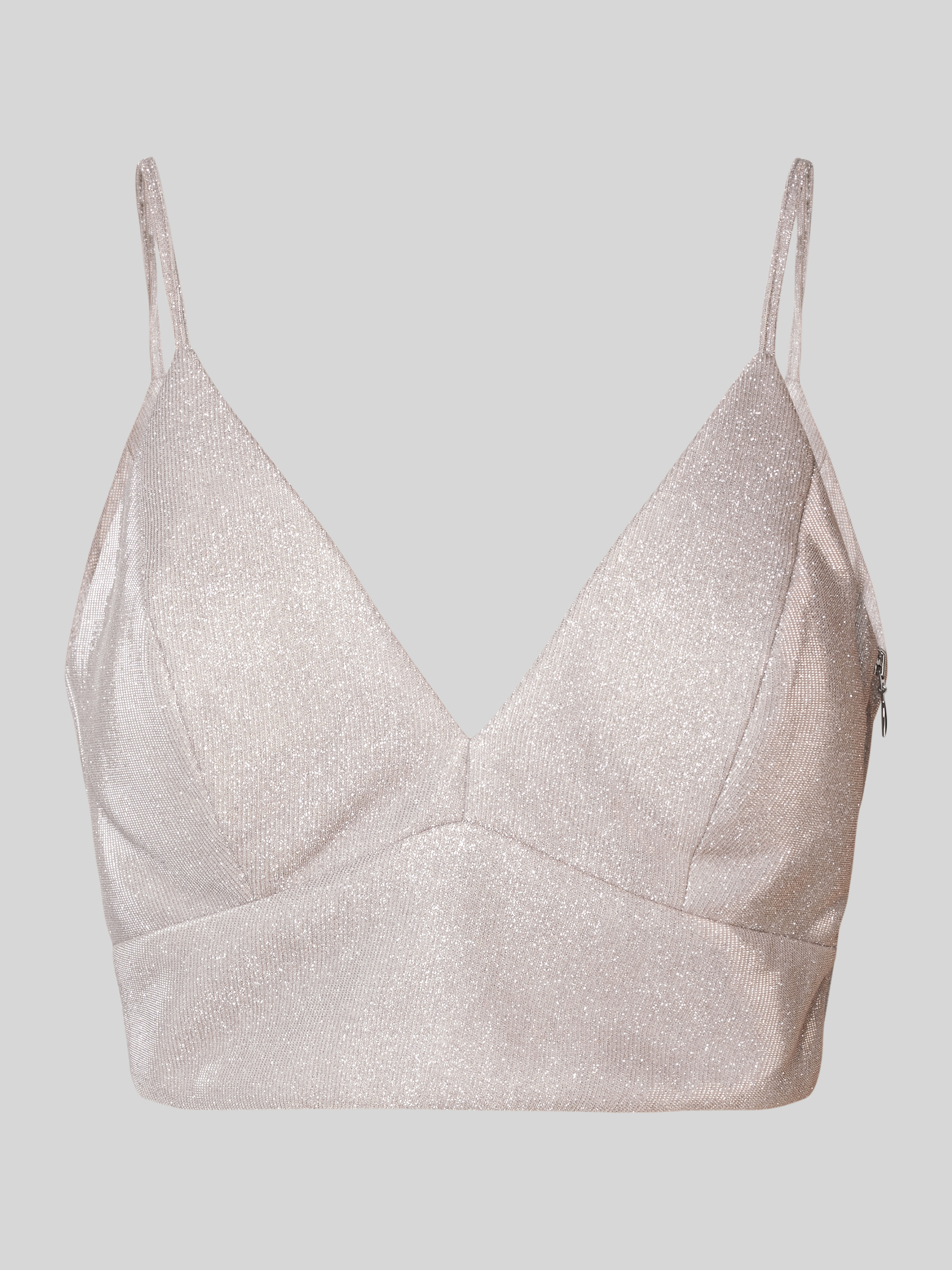 Jake*s Cocktail Crop Top mit Spaghettiträgern (metallic beige melange ...