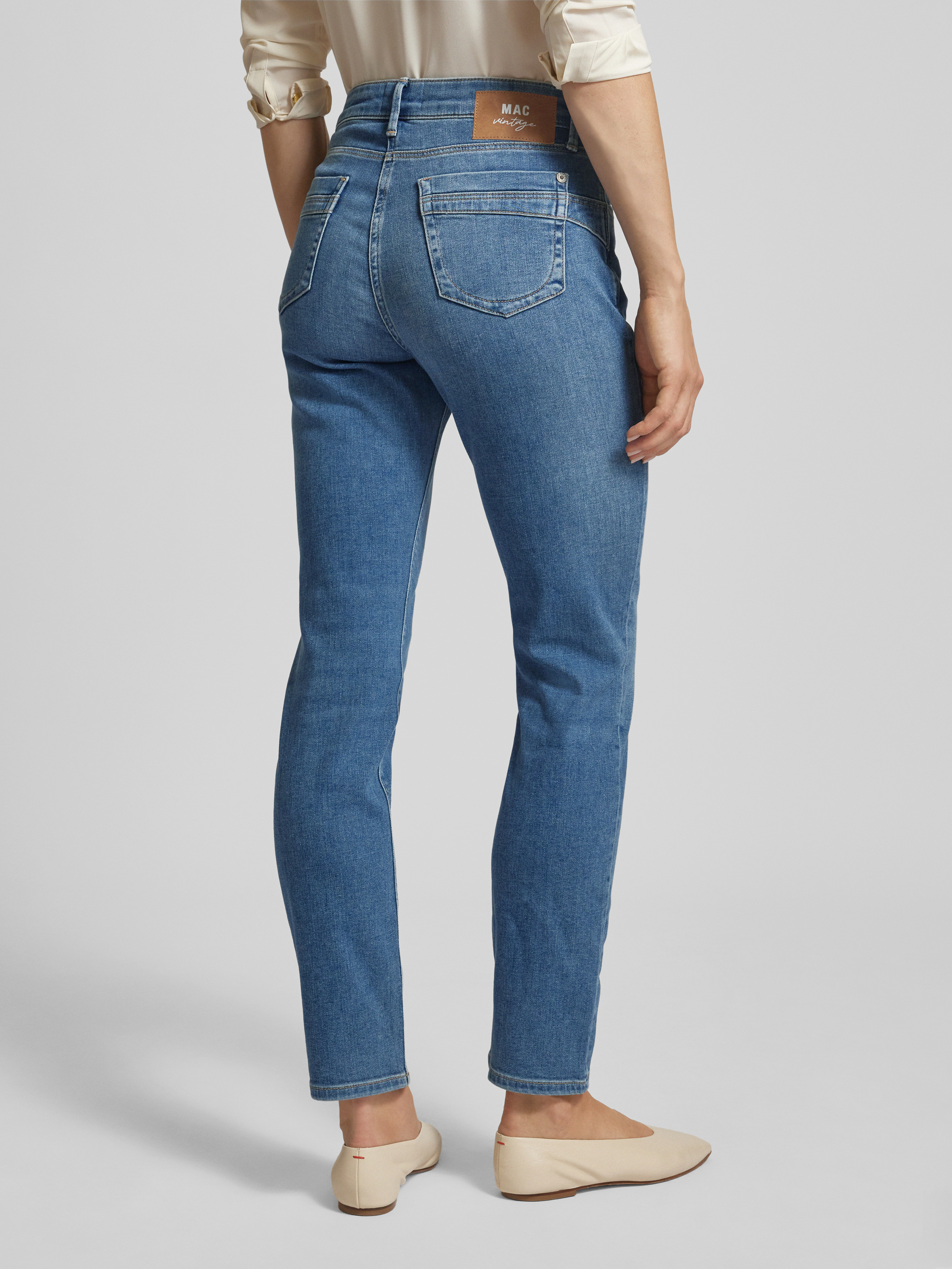 MAC Slim Fit Used-Look-Jeans Modell 'California' (blau) online kaufen