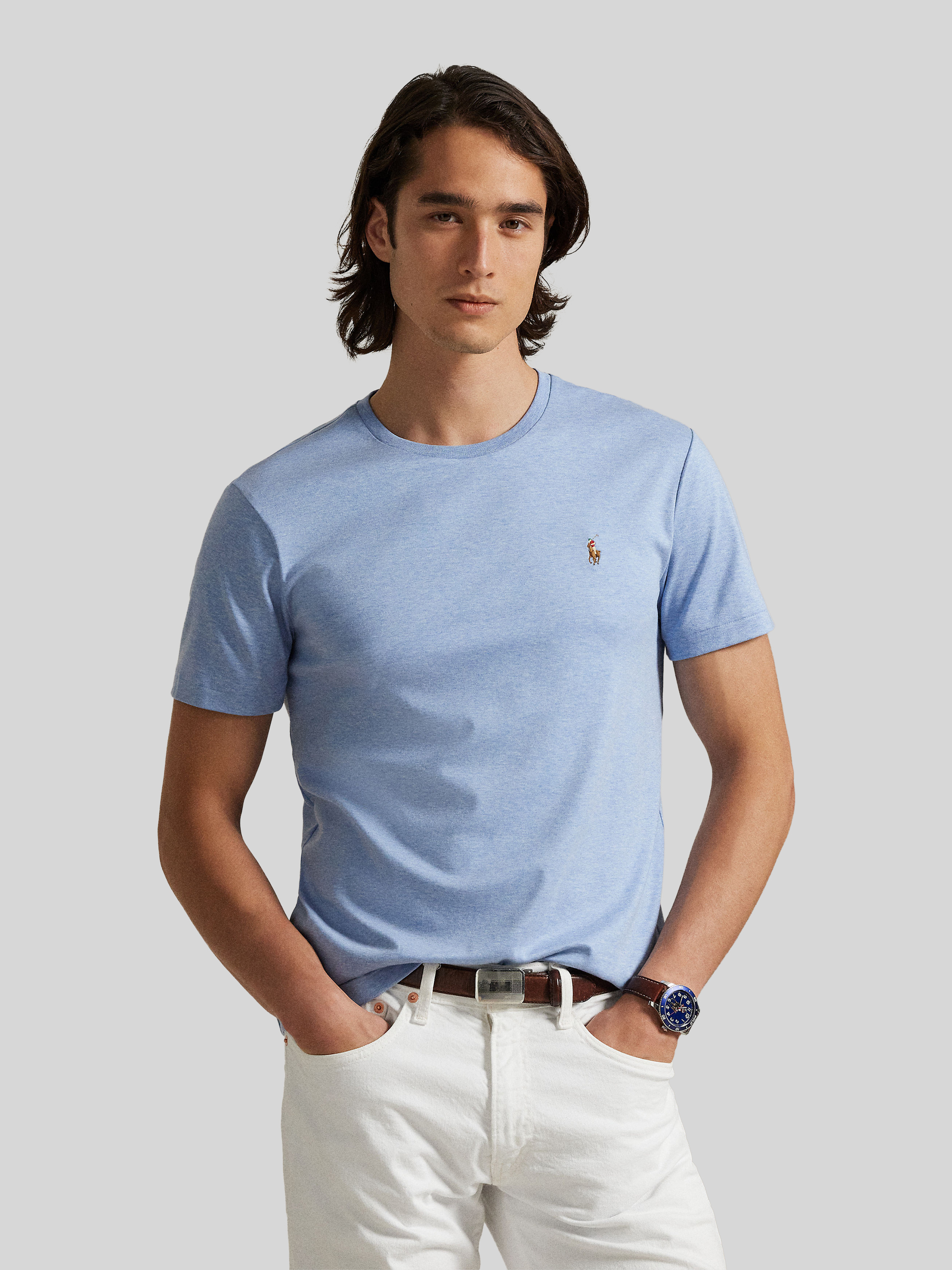 Polo Ralph Lauren Regular fit T-shirt van puur katoen in bleu online ...