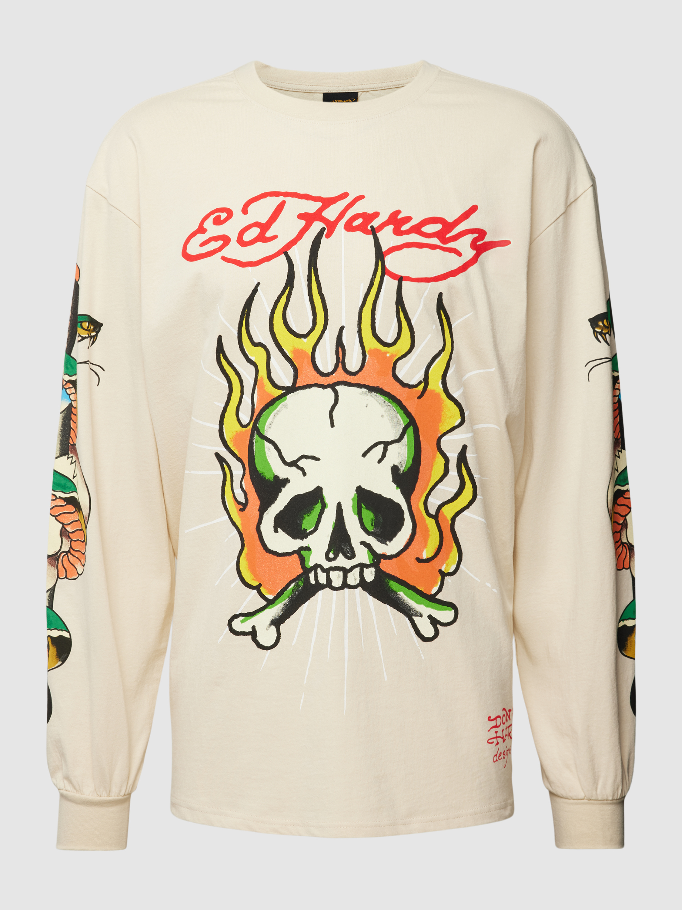 ED HARDY Shirt met lange mouwen en motiefprint in ecru online kopen | P&C