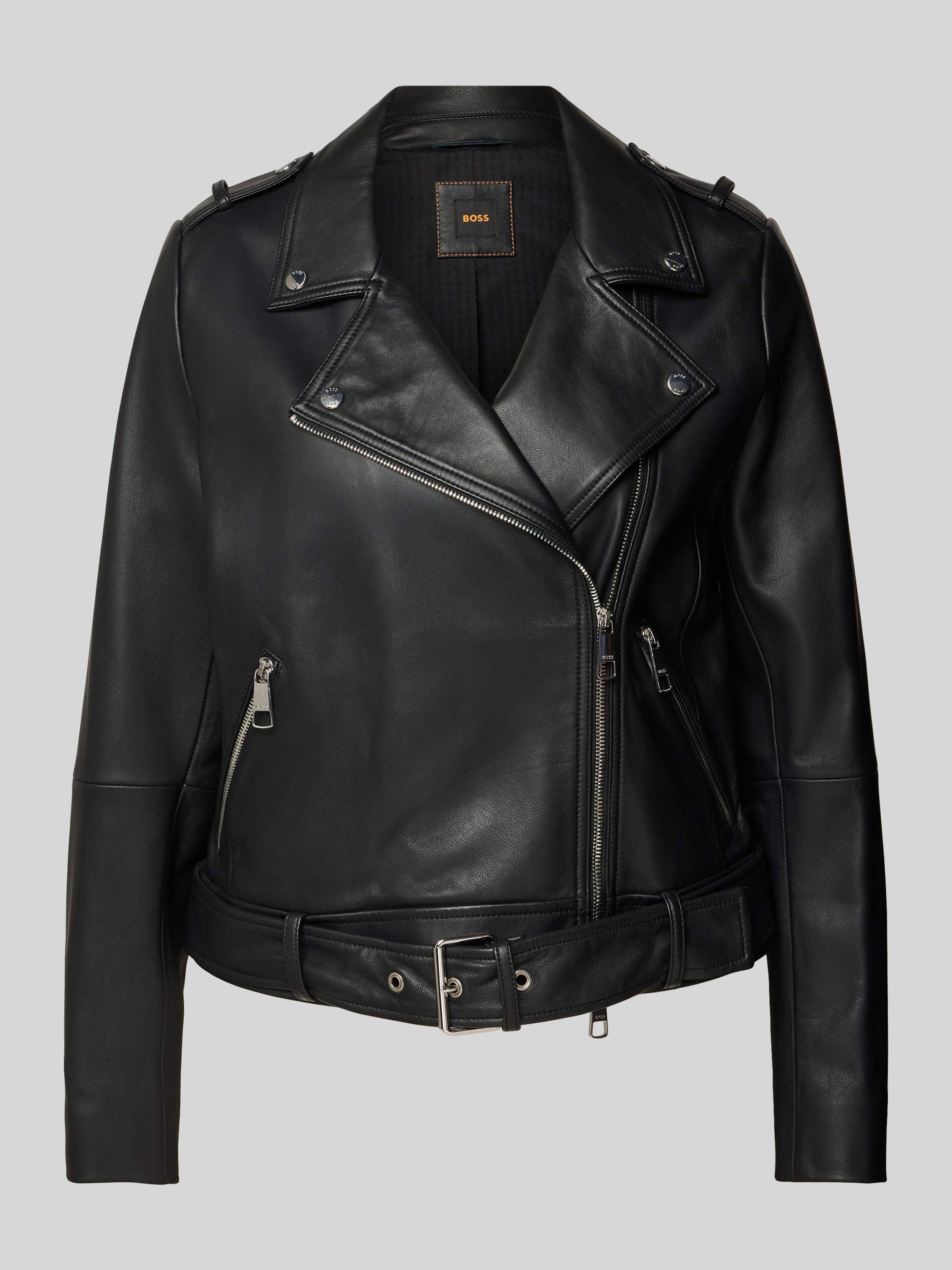 BOSS Orange Lederjacke mit Reißverschlusstaschen Modell 'Sameli' (black ...