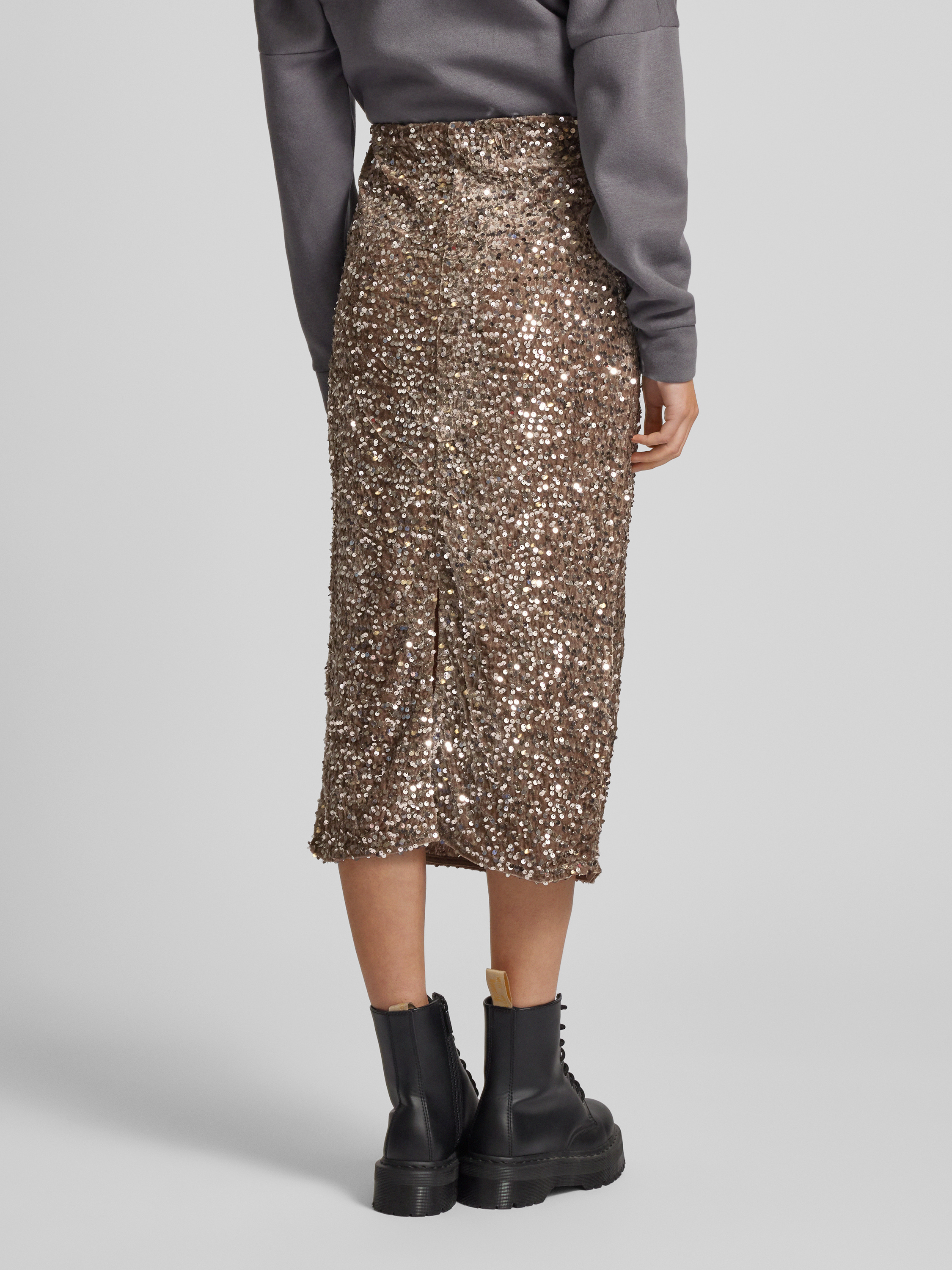 Pieces Figurbetonter Midi-Rock mit Pailletten Modell 'KAM' (anthrazit ...