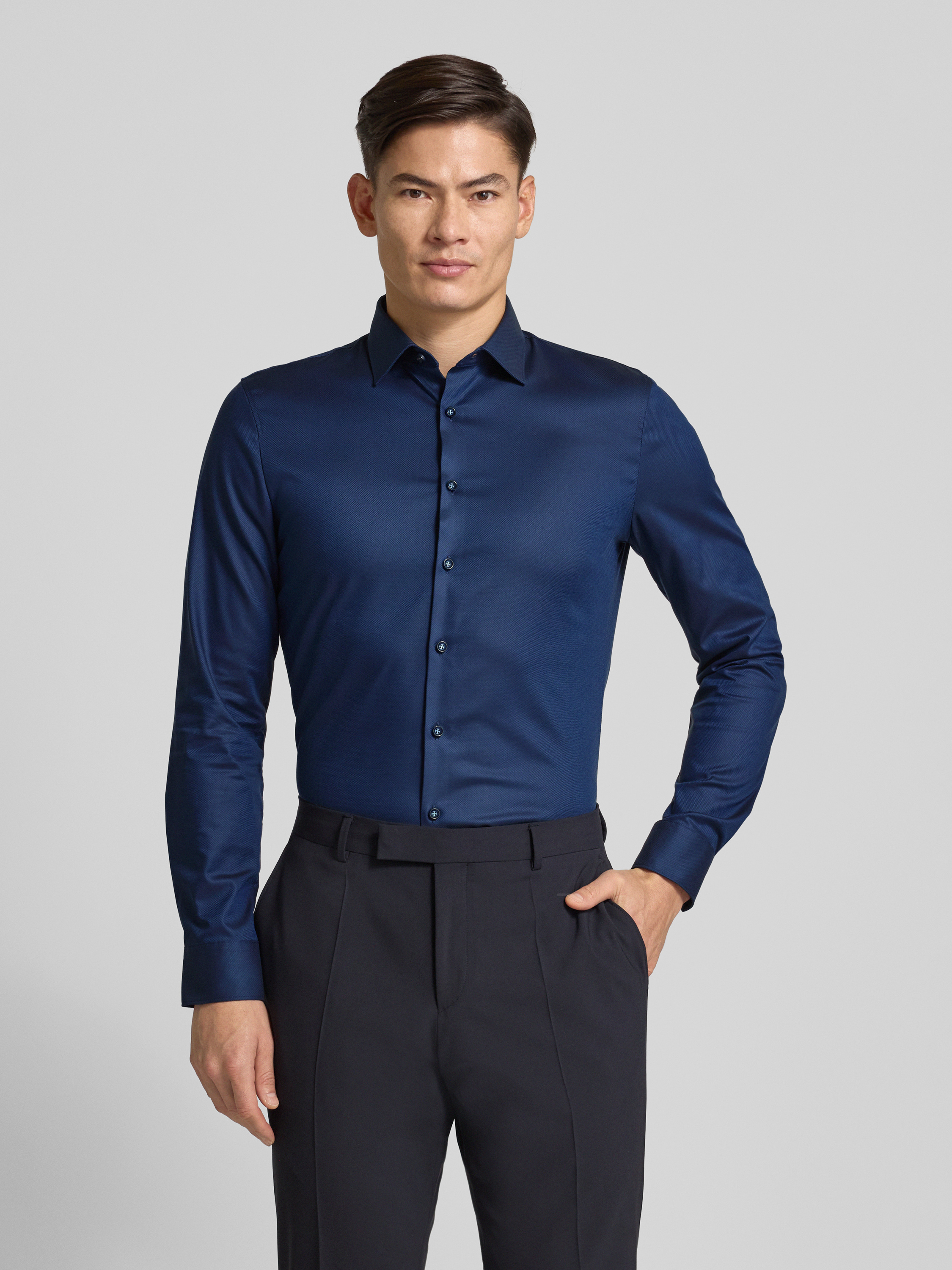 OLYMP No. Six Super Slim Fit Businesshemd aus Baumwoll-Mix (marine ...