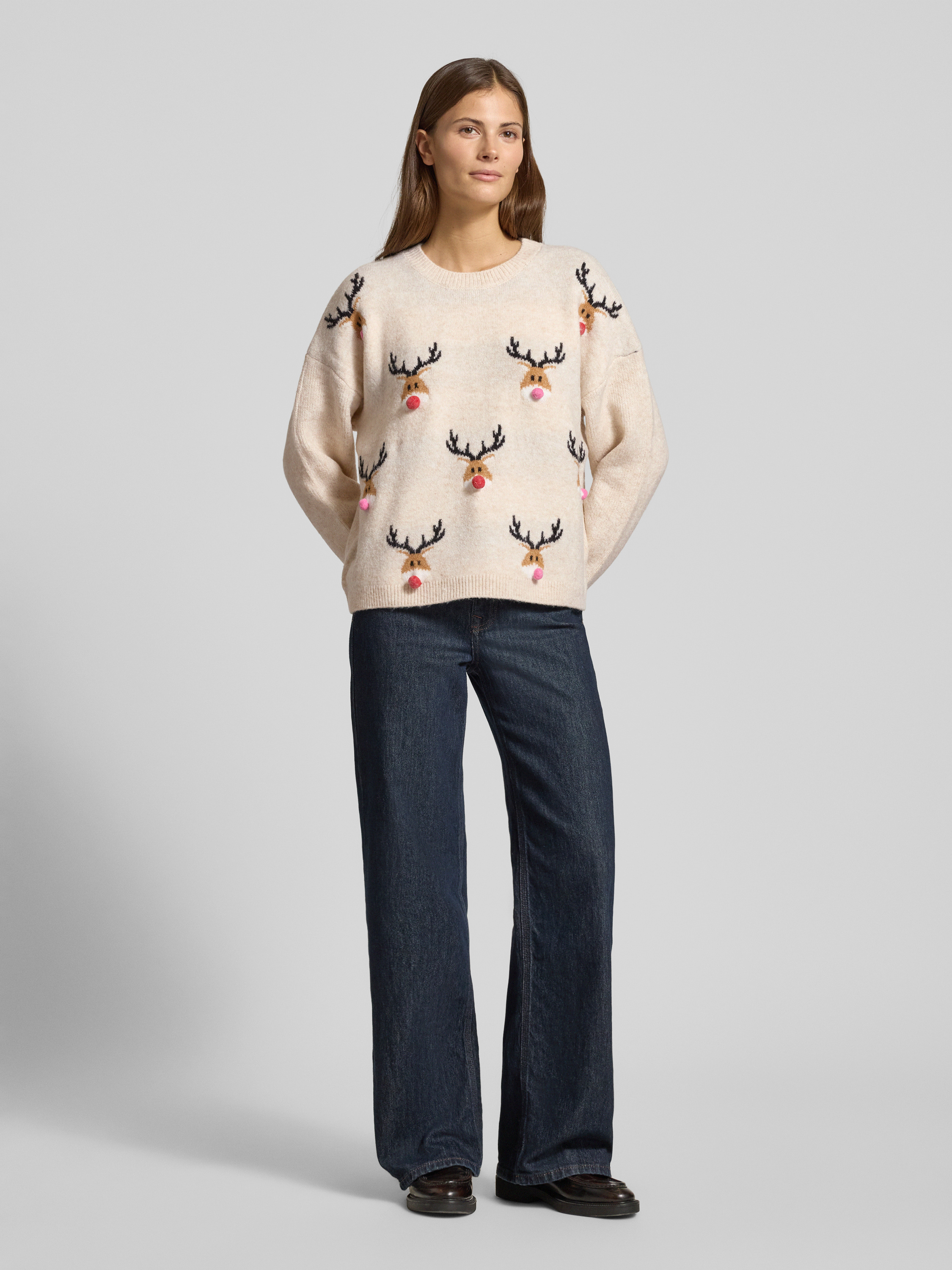 Vila Weihnachtspullover in Strick-Optik Modell 'MARCIPEL' (beige) online kaufen