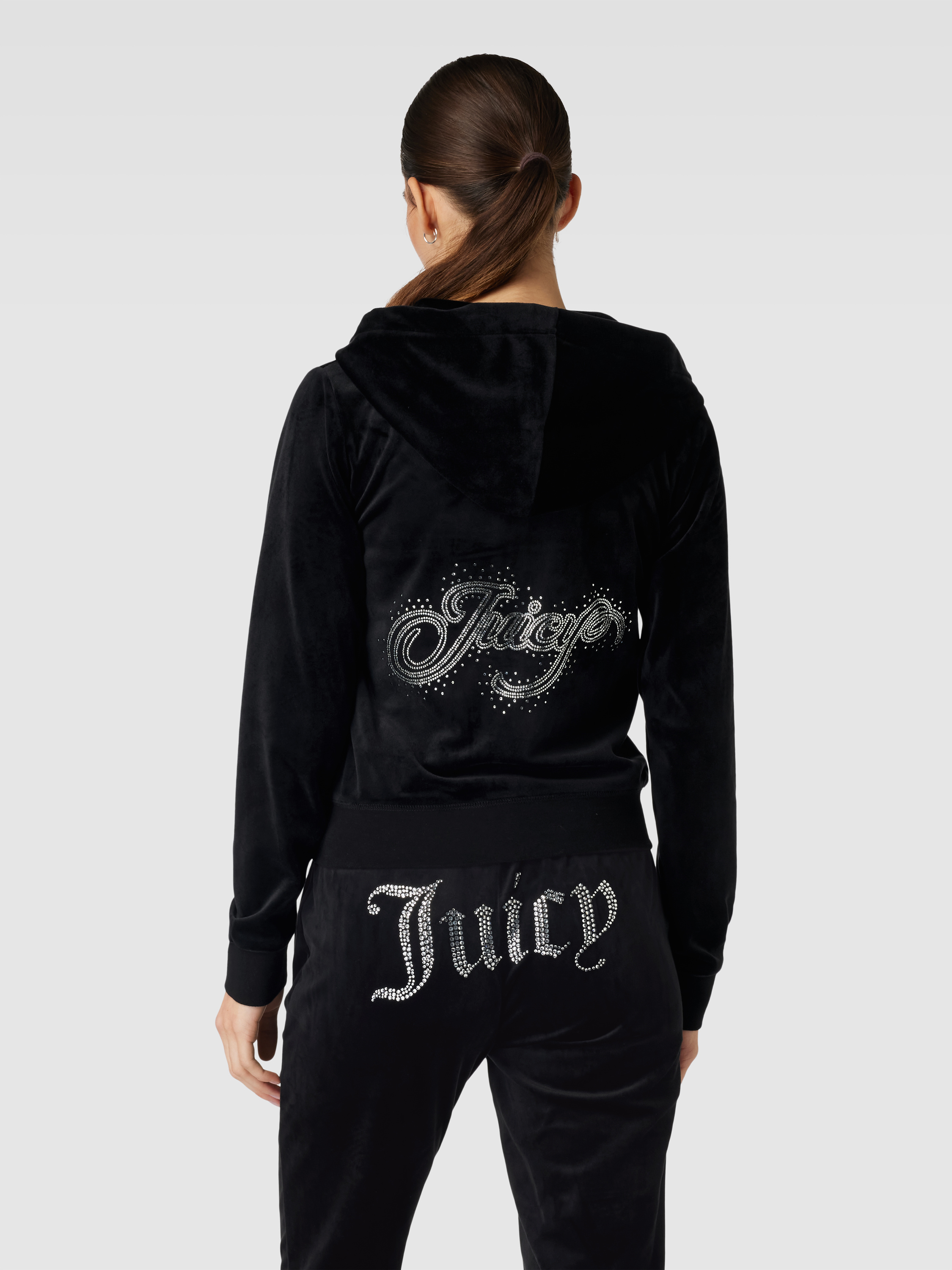Juicy Couture Sweatjacke mit Kapuze Modell 'AMIR SCATTER DIAMANTE' (black) online kaufen